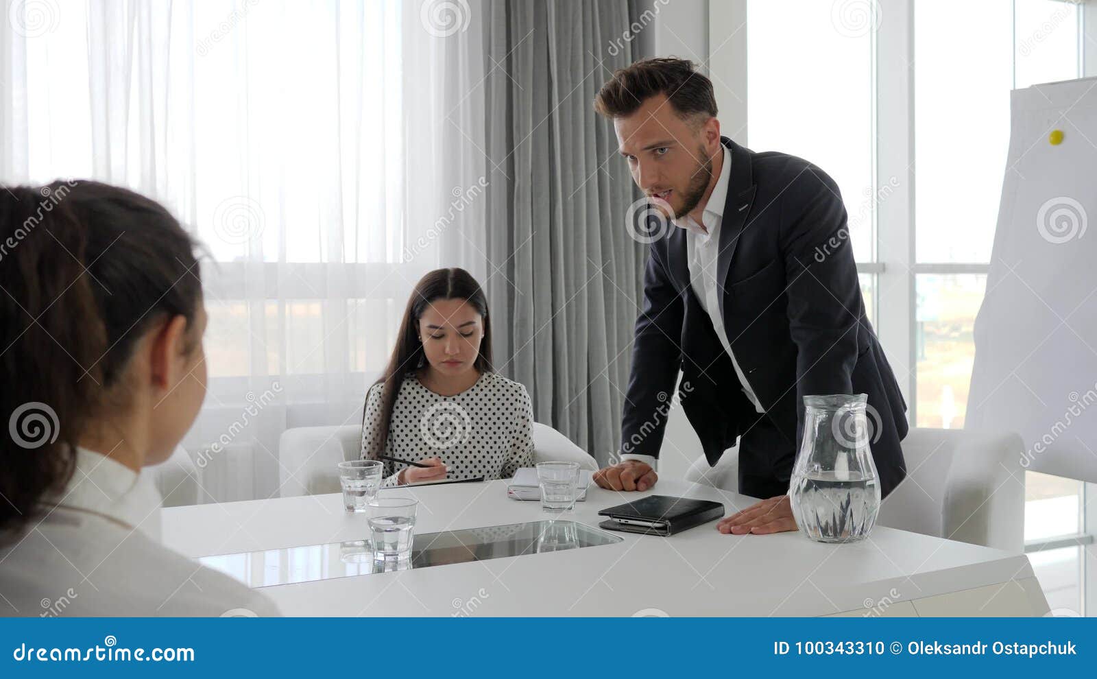 Angry Boss with Office Subordinate in Boardroom, Problems on Work ...