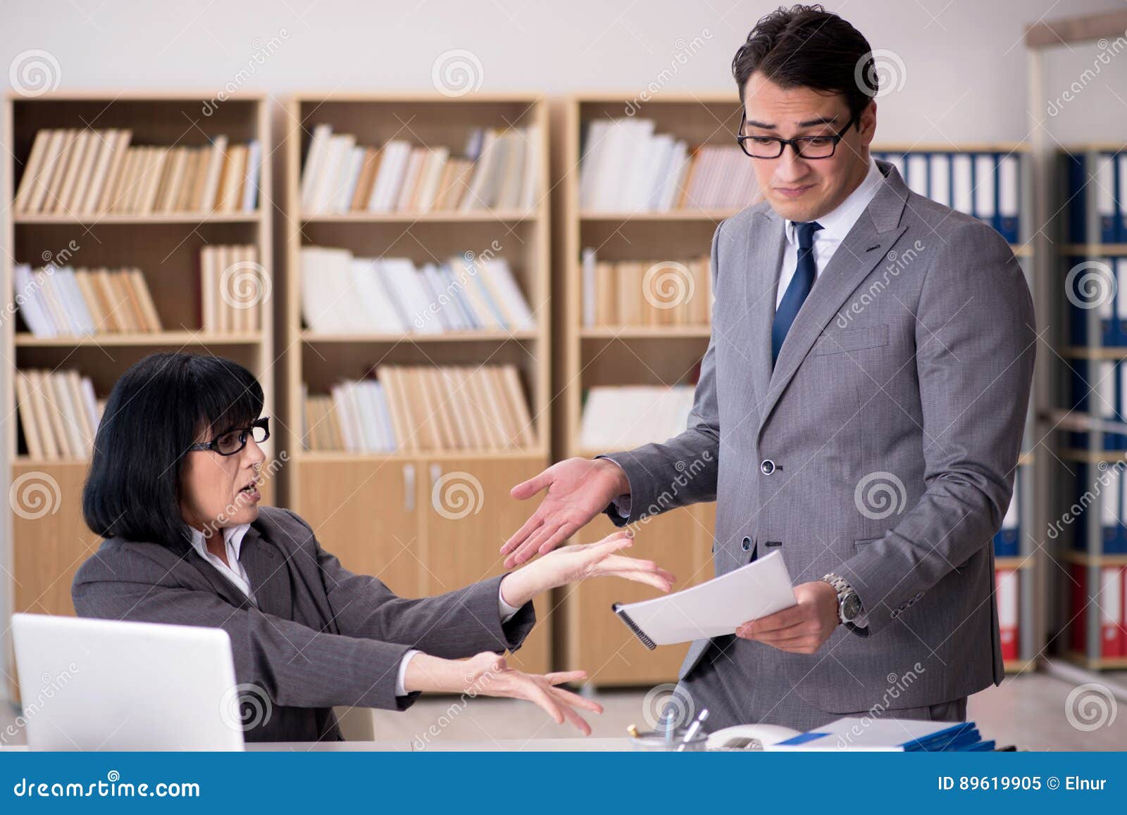 The Angry Boss Reprimanding Subordinate Employee Stock Image - Image of ...