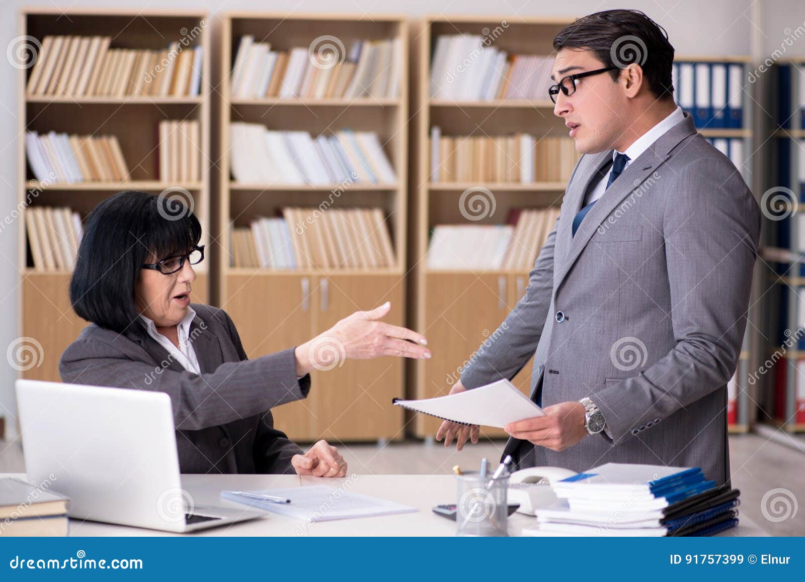 The Angry Boss Reprimanding Subordinate Employee Stock Image - Image of ...