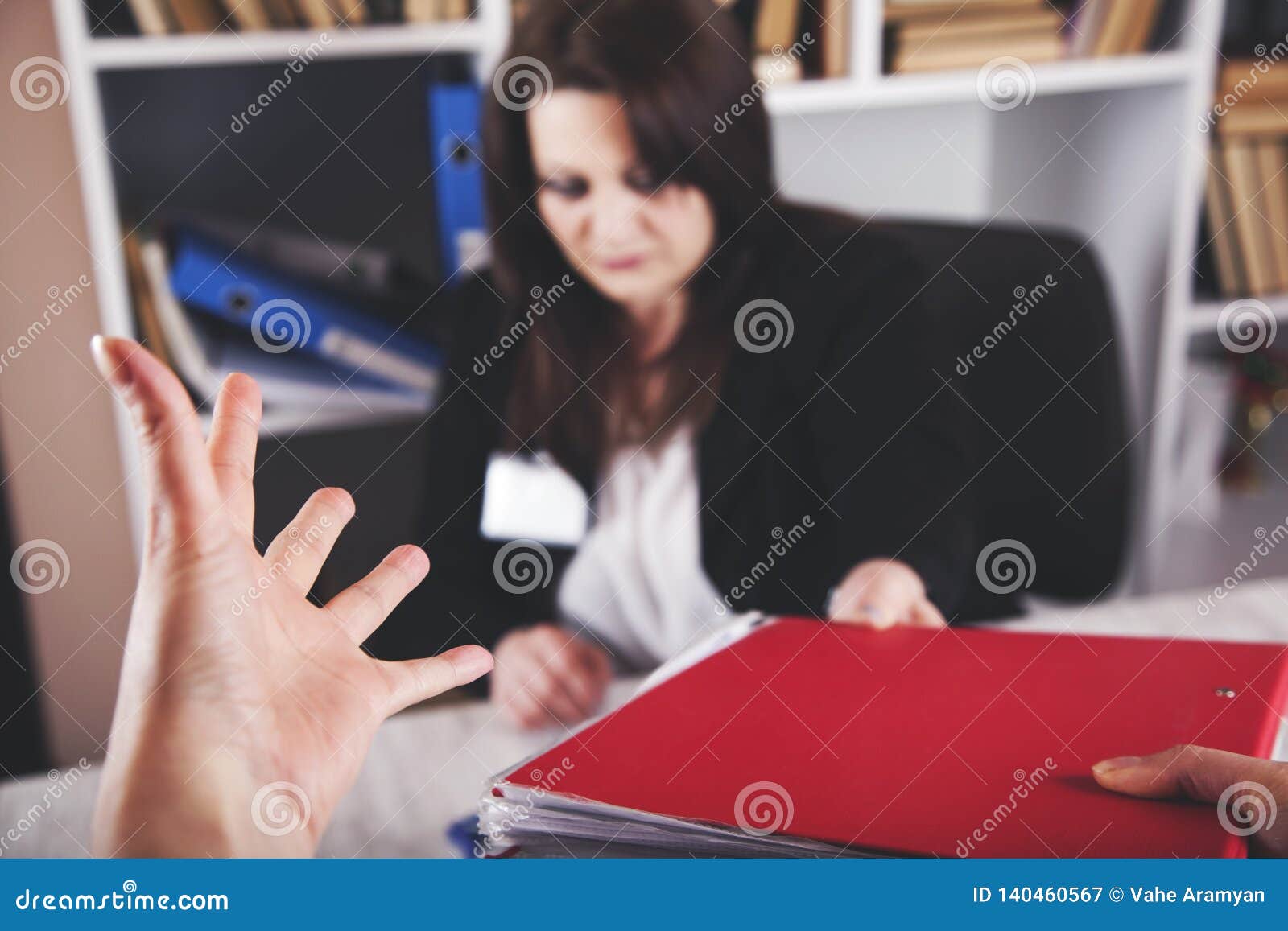 Angry boss with sad worker stock image. Image of unhappy - 140460567