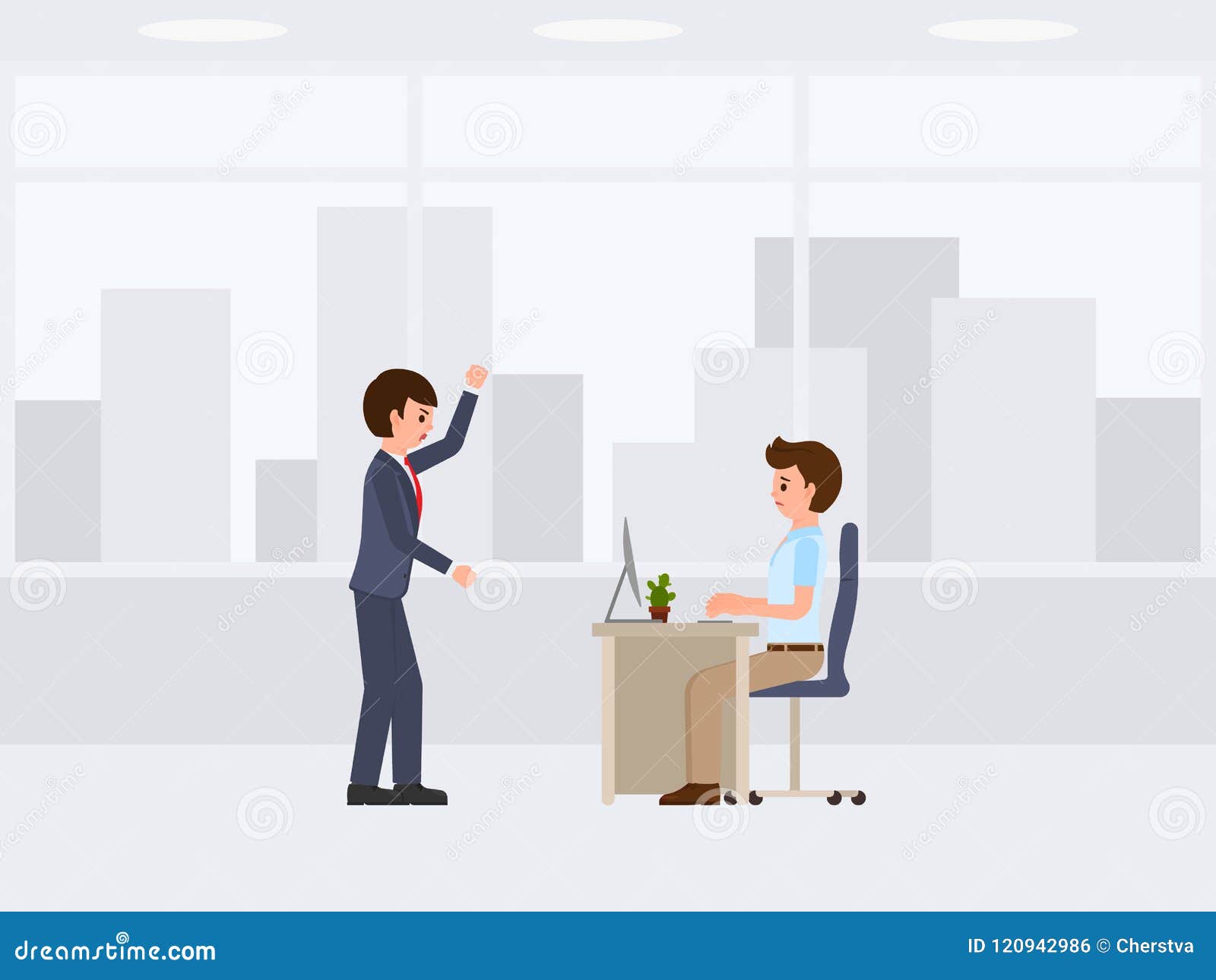 Angry Boss Screaming on Dejected Stuff Cartoon Character. Vector ... Angry Boss Screaming on Dejected Stuff Cartoon Character. Vector ...