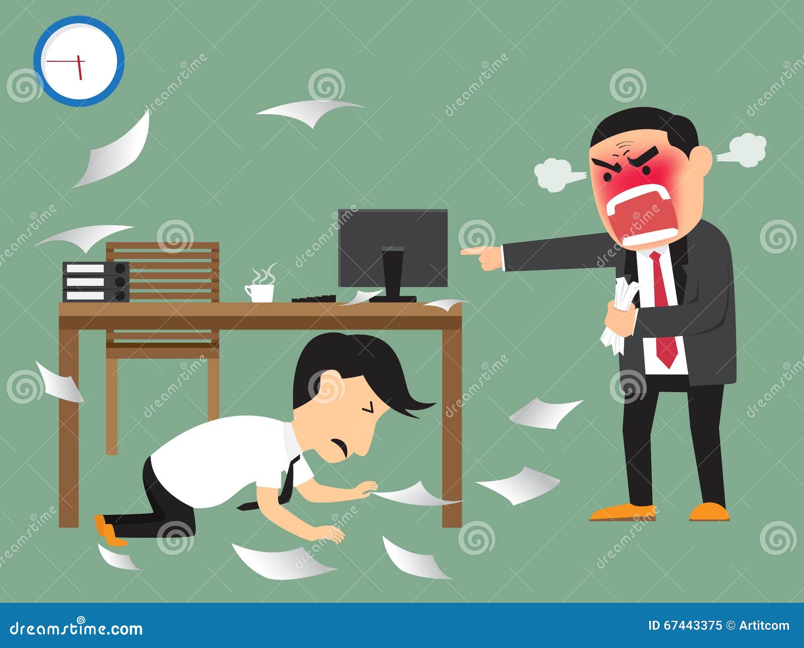Angry Boss Shooting His Employee on Deadline. Stock Vector ...