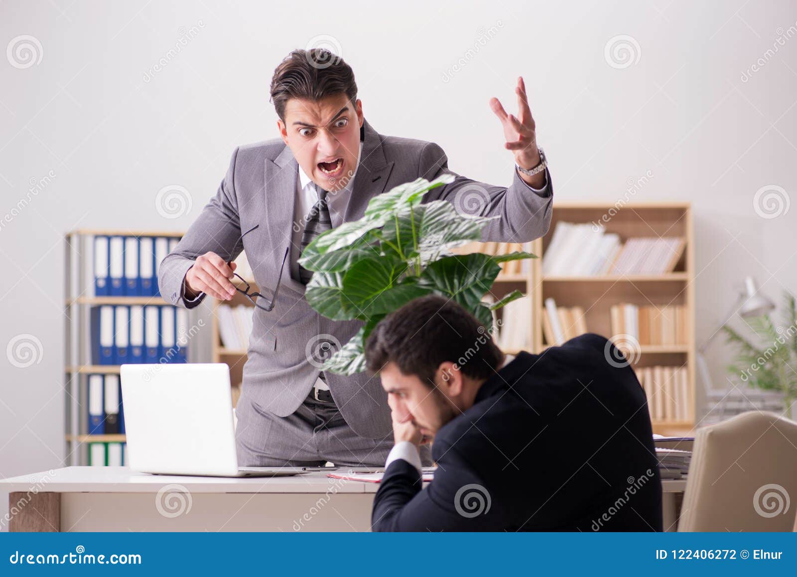 The Angry Boss Shouting at His Employee Stock Photo - Image of bullying ...