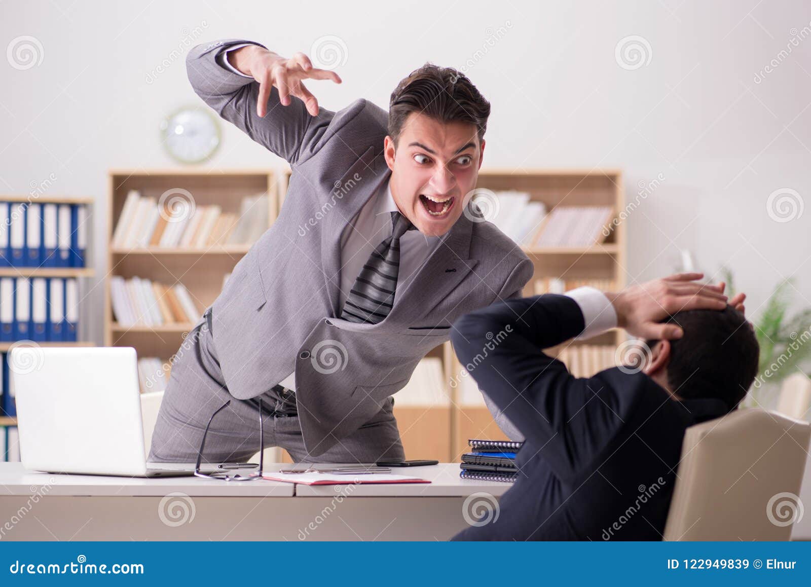 The Angry Boss Shouting at His Employee Stock Image - Image of ...