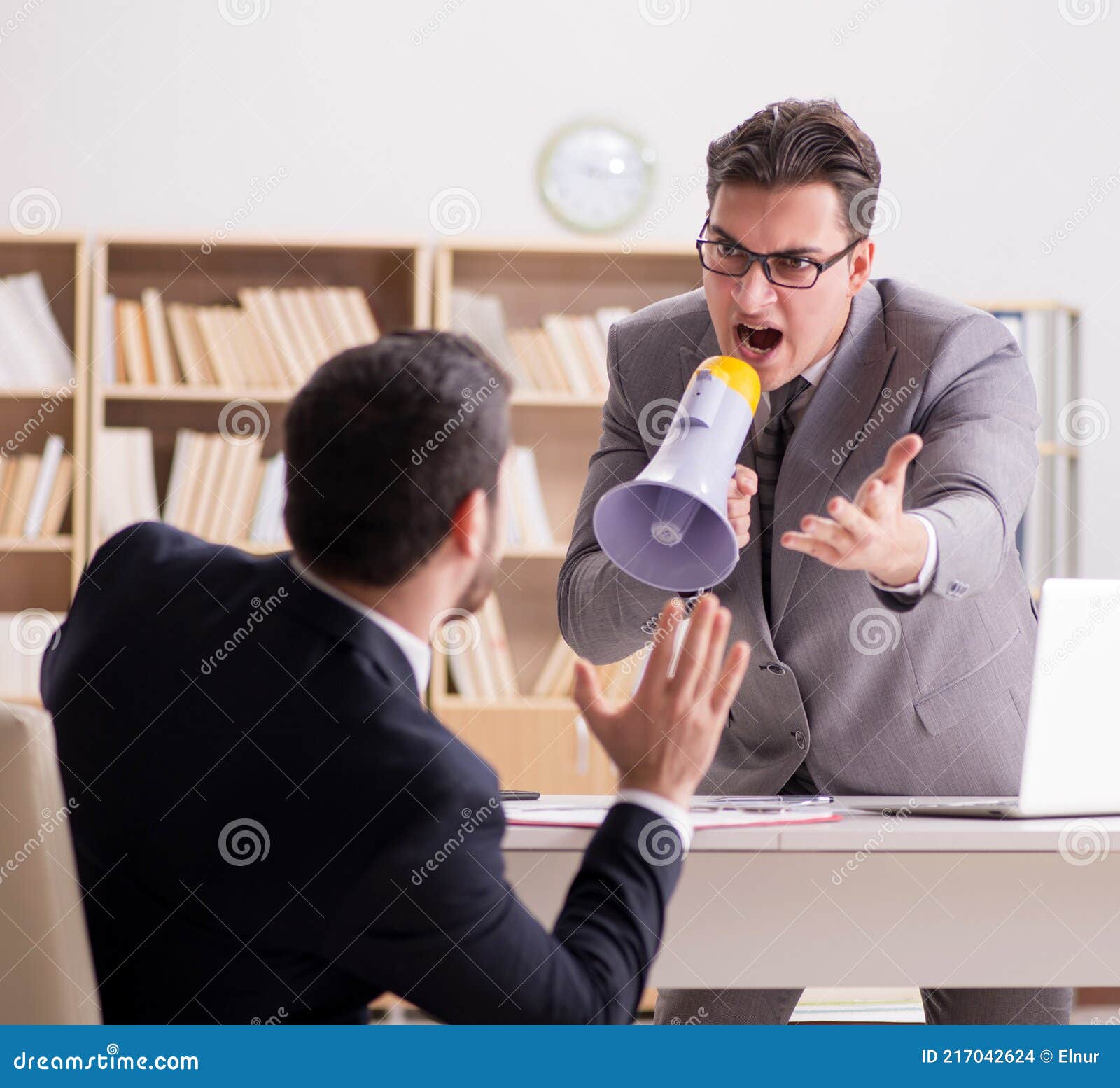 Angry Boss Shouting at His Employee Stock Photo - Image of emotional ...