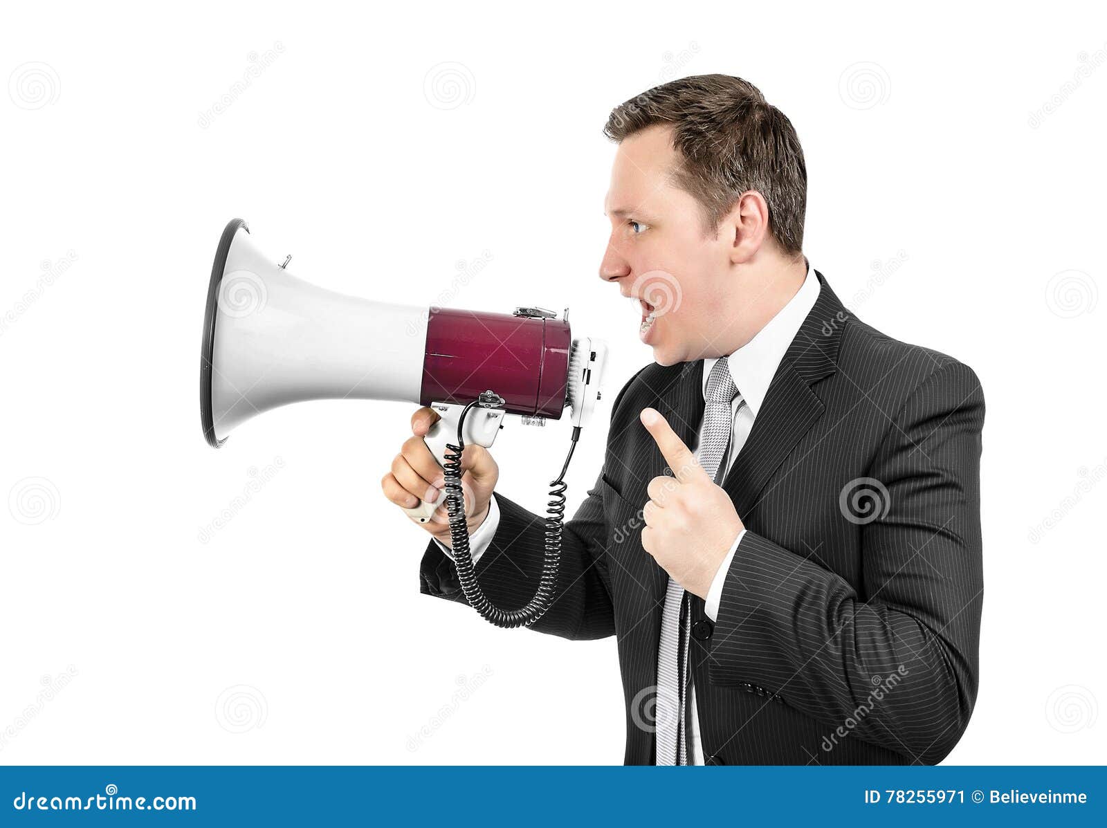 Angry Boss Shouting with a Megaphone. Stock Image - Image of angry ...