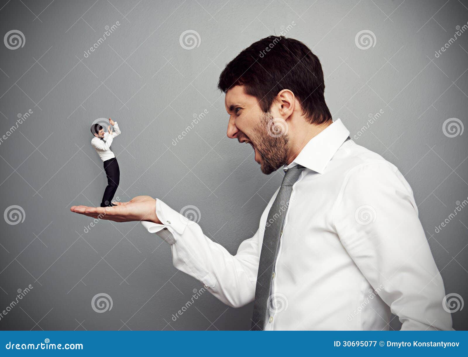 Angry Boss and Small Scared Worker Stock Image - Image of aggressive ...