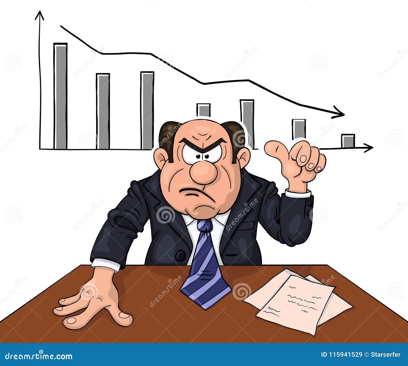 Angry boss at the table stock vector. Illustration of discontented ...