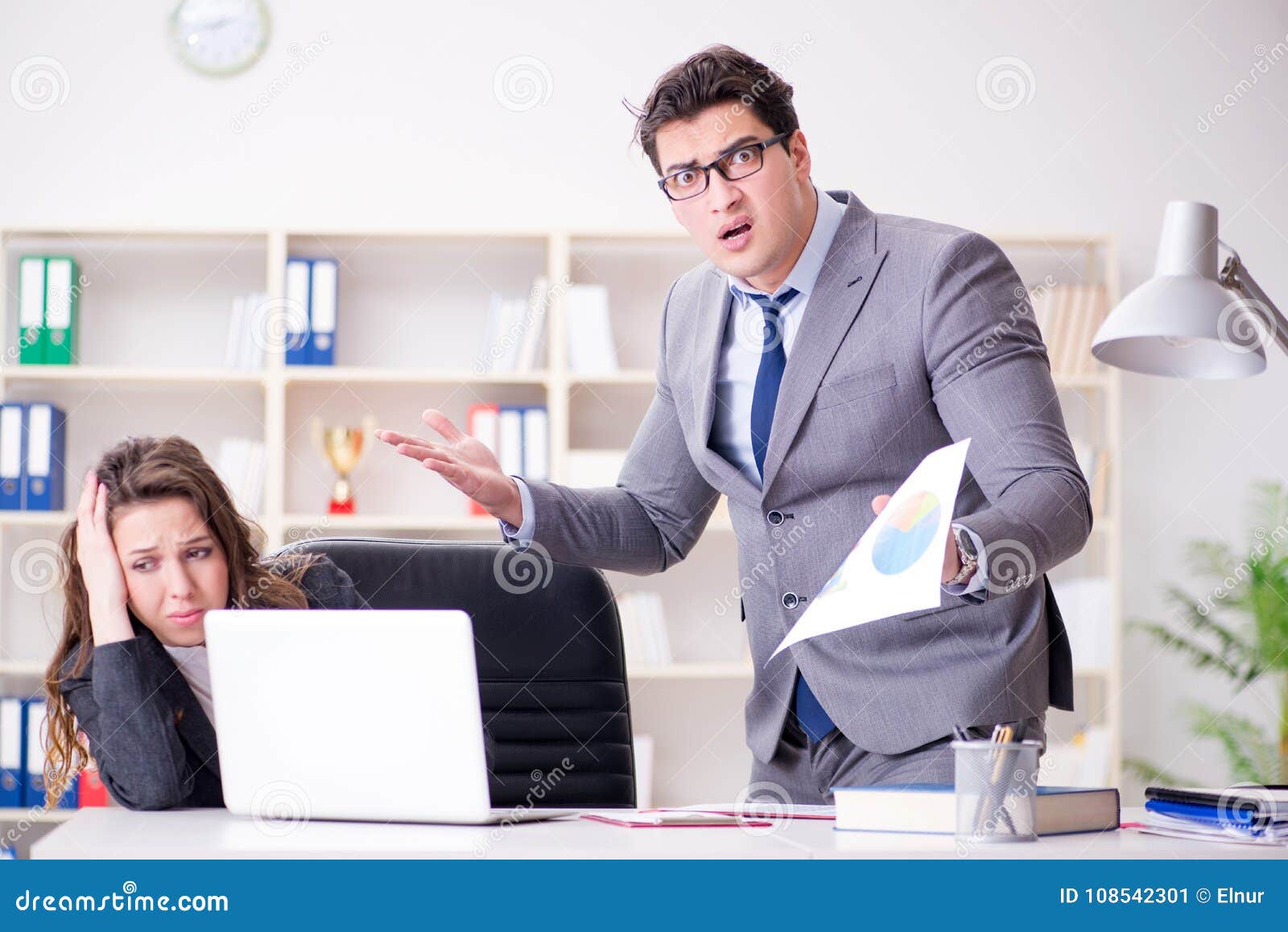 The Angry Boss Unhappy with Female Employee Performance Stock Image ...