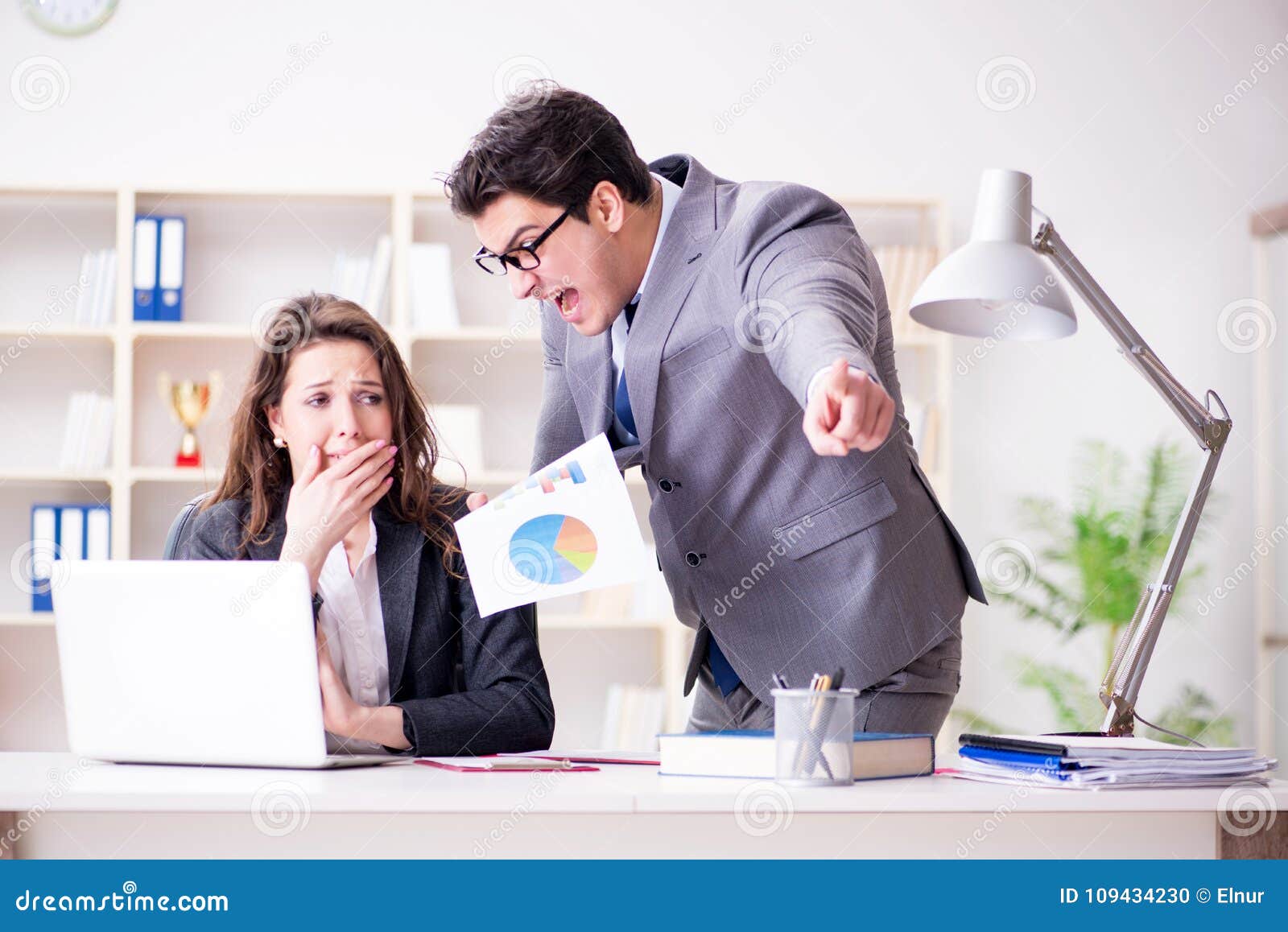 The Angry Boss Unhappy with Female Employee Performance Stock Photo ...