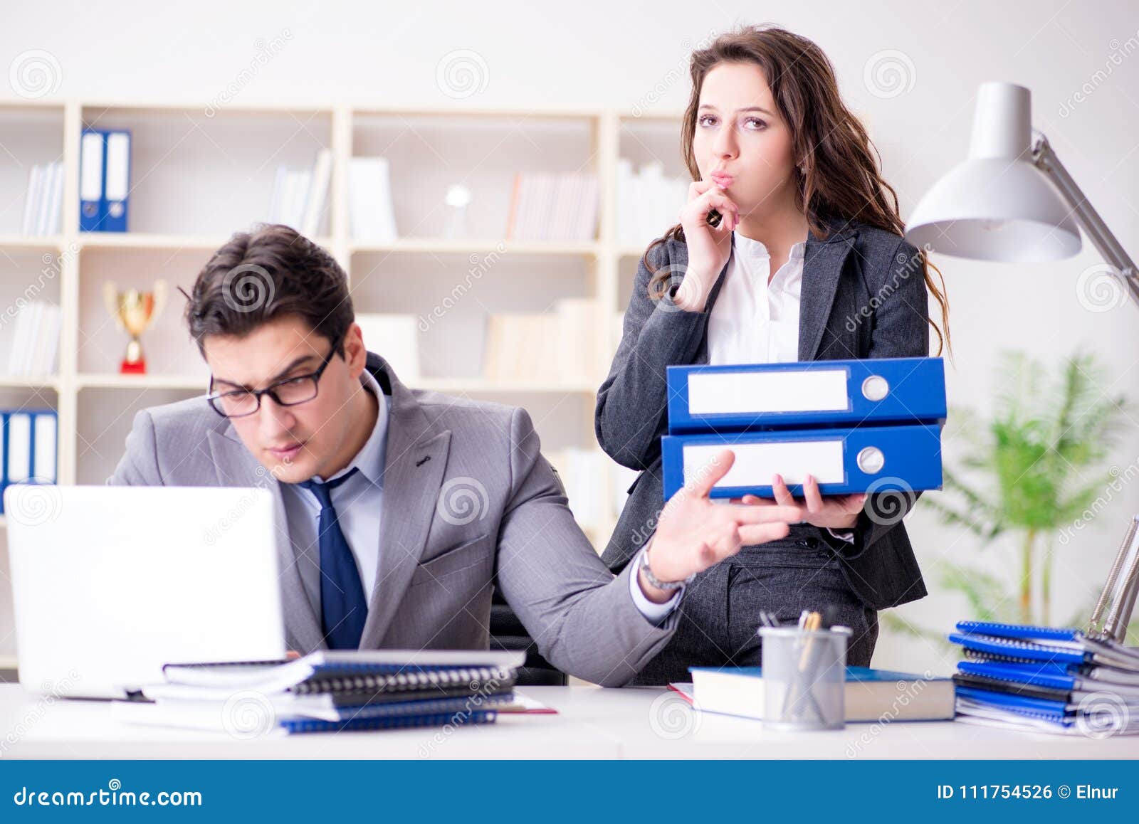The Angry Boss Unhappy with Female Employee Performance Stock Photo ...