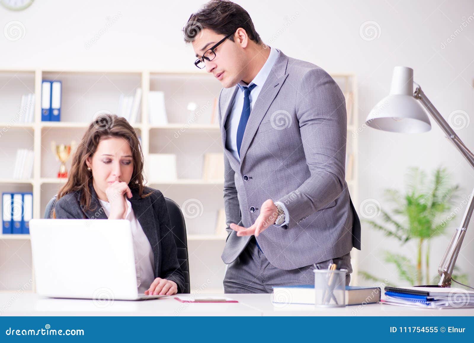 The Angry Boss Unhappy with Female Employee Performance Stock Image ...