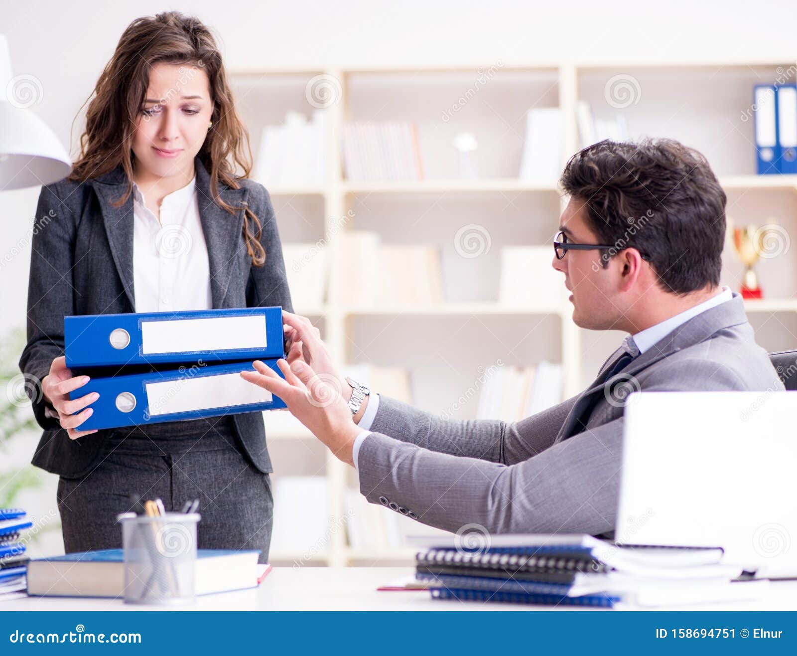 Angry Boss Unhappy with Female Employee Performance Stock Image - Image ...
