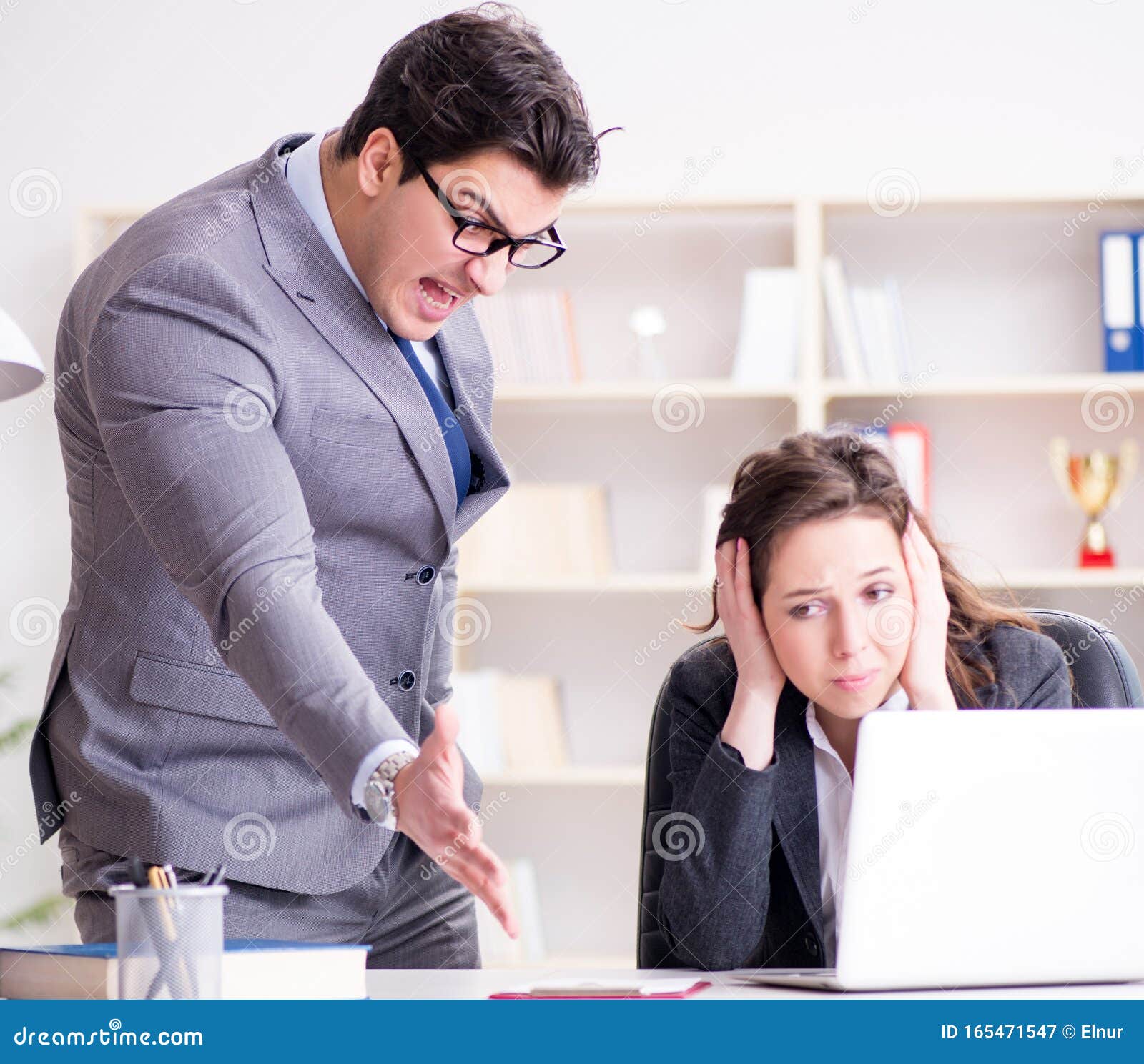 The Angry Boss Unhappy with Female Employee Performance Stock Image ...
