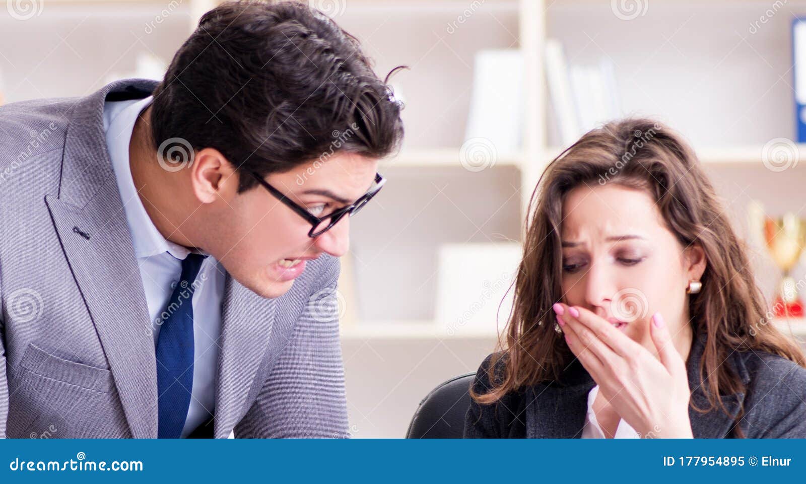 Angry Boss Unhappy with Female Employee Performance Stock Image - Image ...