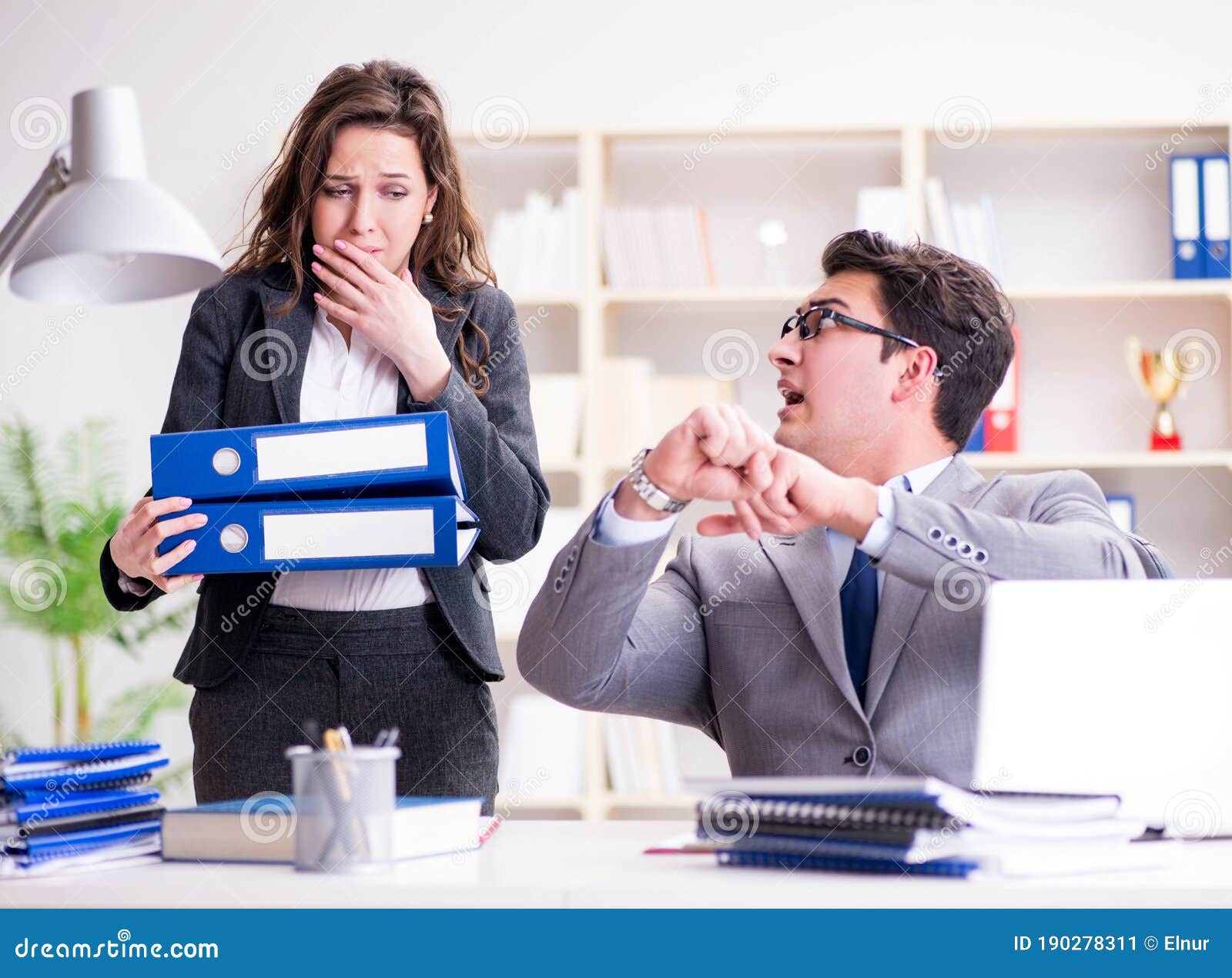 Angry Boss Unhappy with Female Employee Performance Stock Image - Image ...