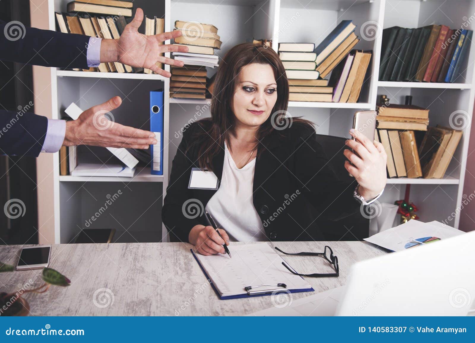 Angry Boss with Worker Hand Phone Stock Image - Image of boss, angry ...