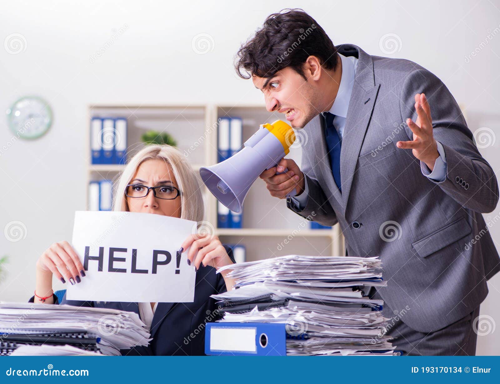 Angry Boss Yelling at His Assistant Secretary Stock Photo - Image of ...