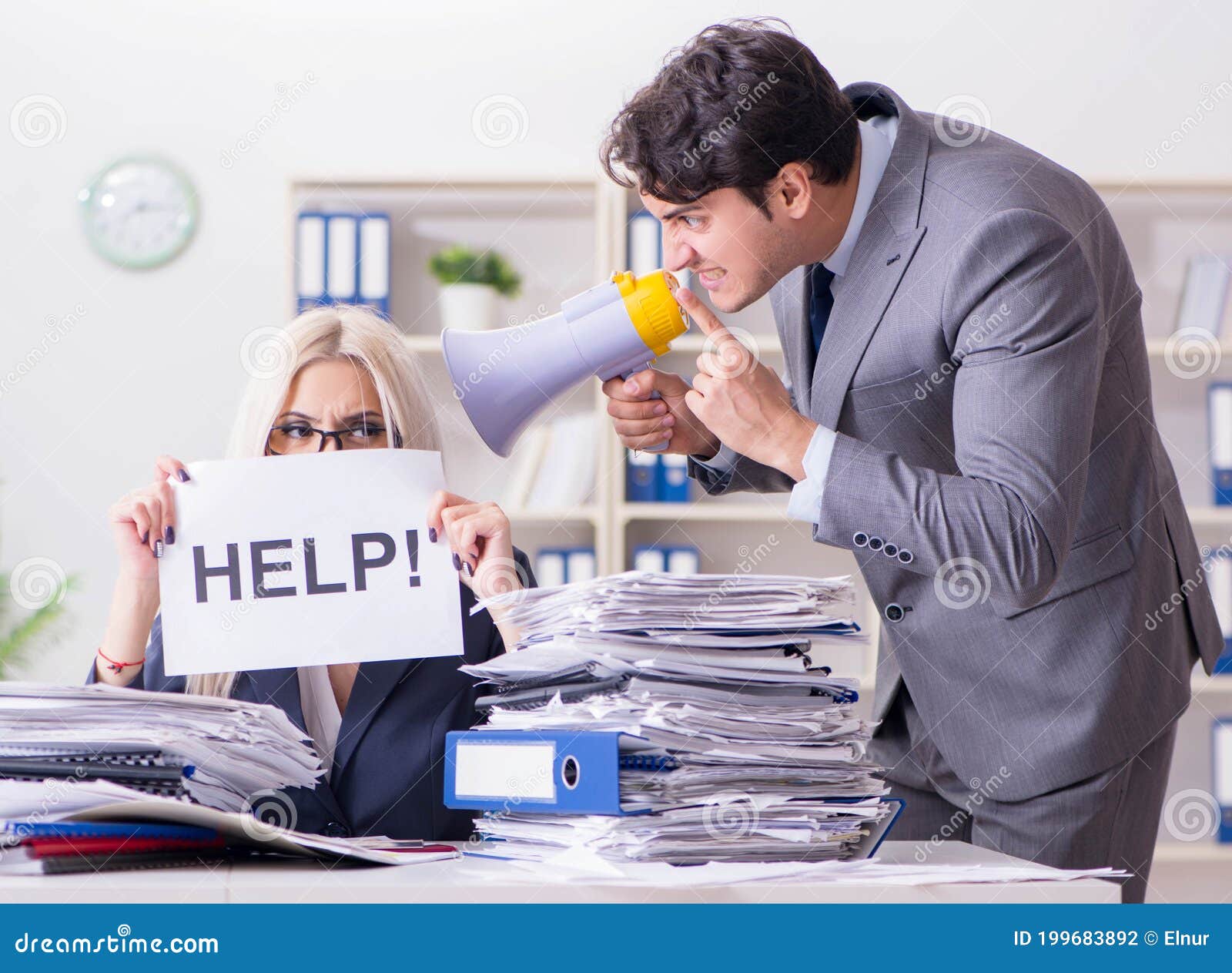 Angry Boss Yelling at His Assistant Secretary Stock Photo - Image of ...