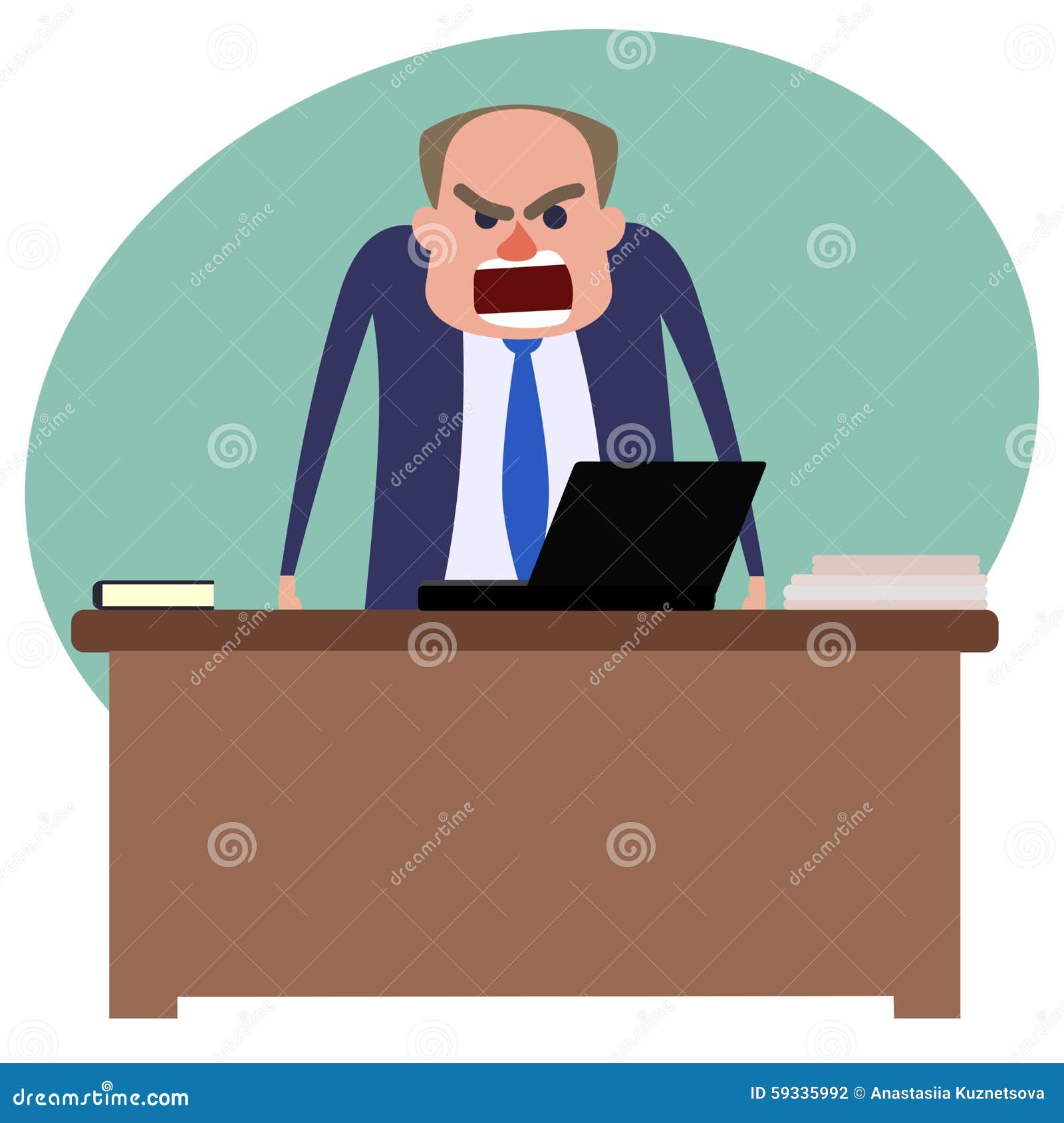 Angry boss yelling stock illustration. Illustration of employer - 59335992