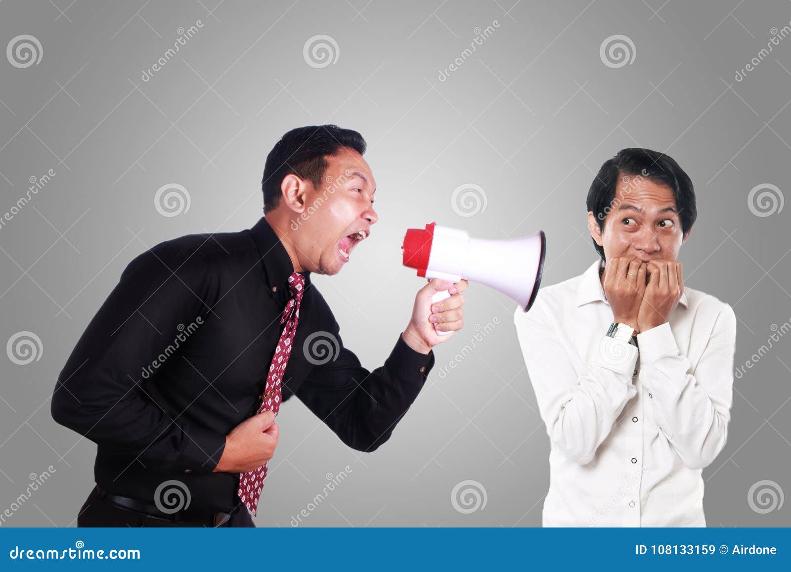 Angry Boss Yelling To His Worker with Megaphone Stock Image - Image of ... Angry Boss Yelling To His Worker with Megaphone Stock Image - Image of ...