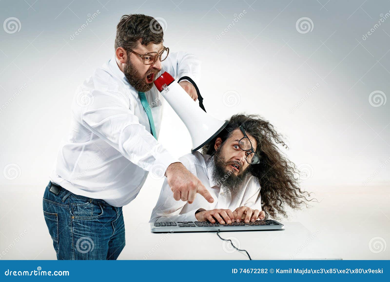 Angry Boss Yelling To an Office Worker Stock Photo - Image of clever ...