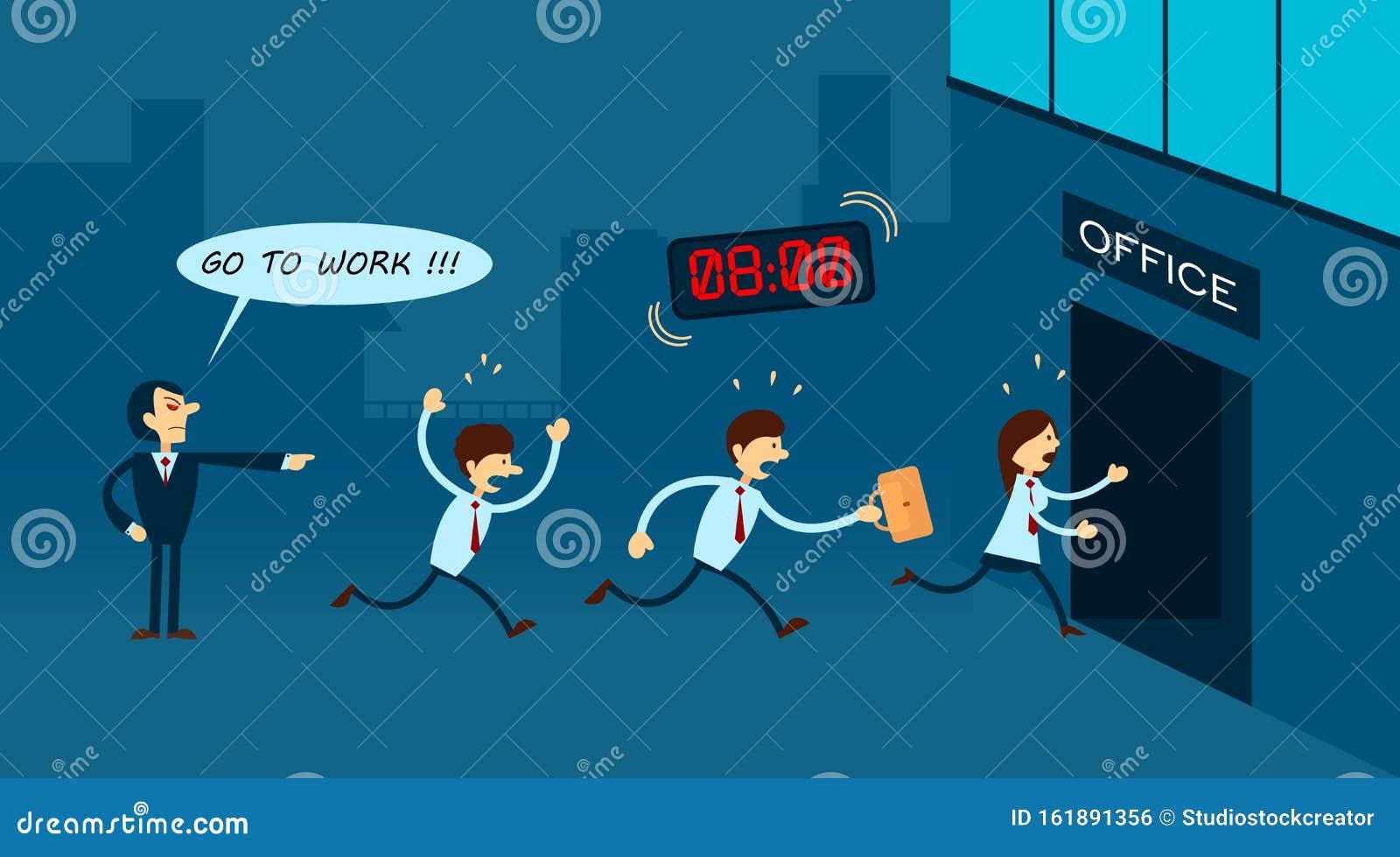 Angry Boss is Yelling at Workers, in Order they Go To Work Faster. Flat ...