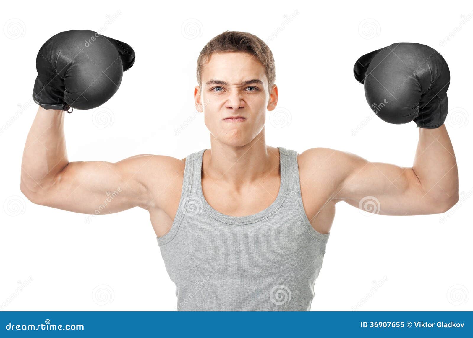 Angry boxer showing biceps stock image. Image of athlete - 36907655