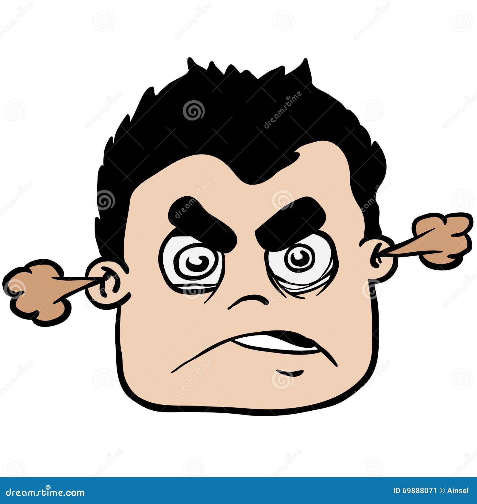 Angry Face Cartoon Boy
