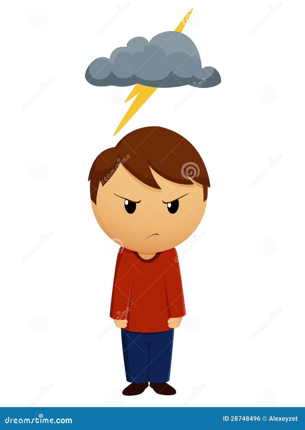 Angry Boy with Dark Cloud Above Stock Vector - Illustration of ...
