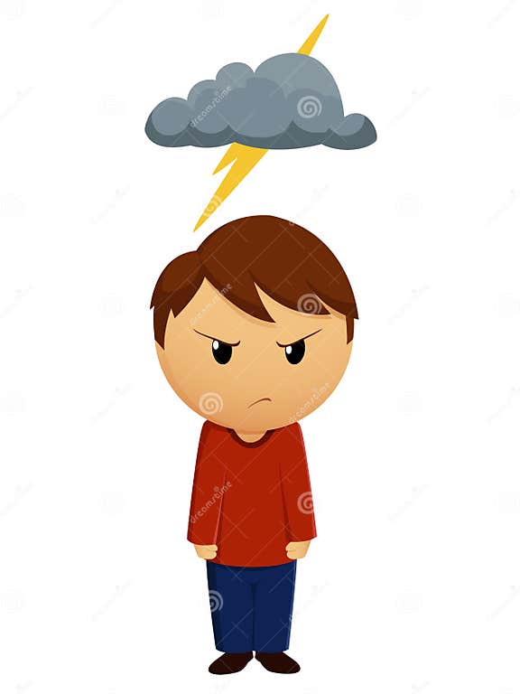 Angry Boy with Dark Cloud Above Stock Vector - Illustration of ...
