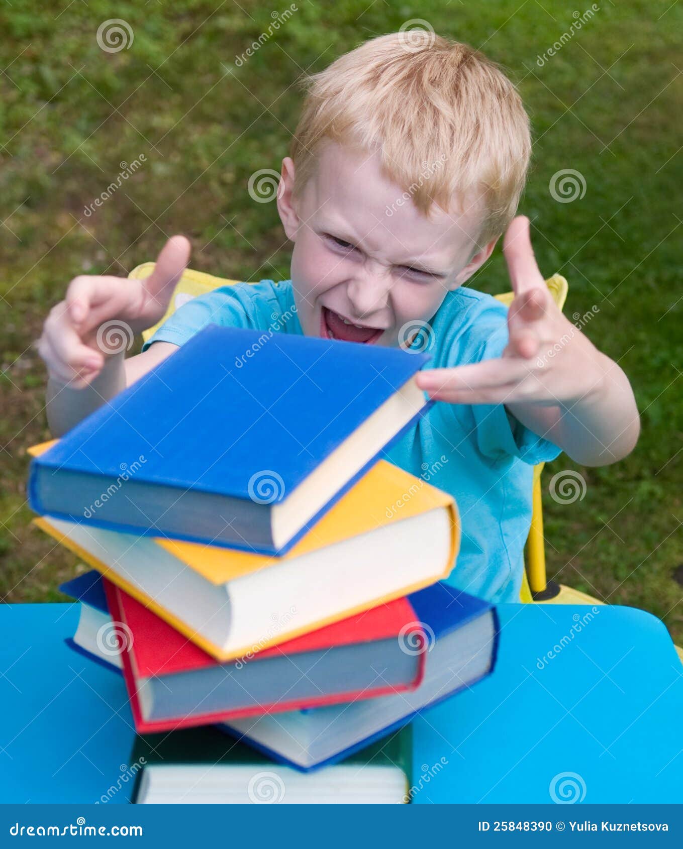Angry Boy Doesn T Like Reading Stock Photo - Image of crying, problems ...