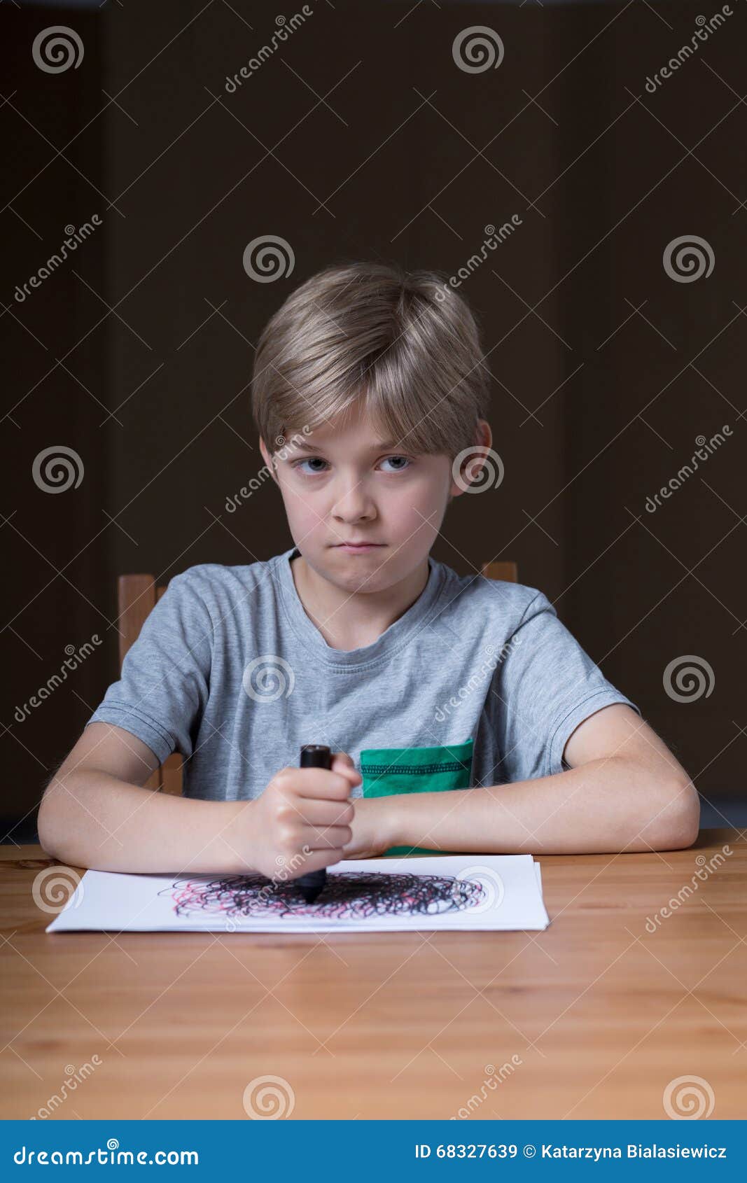 Angry boy drawing stock image. Image of depression, child - 68327639