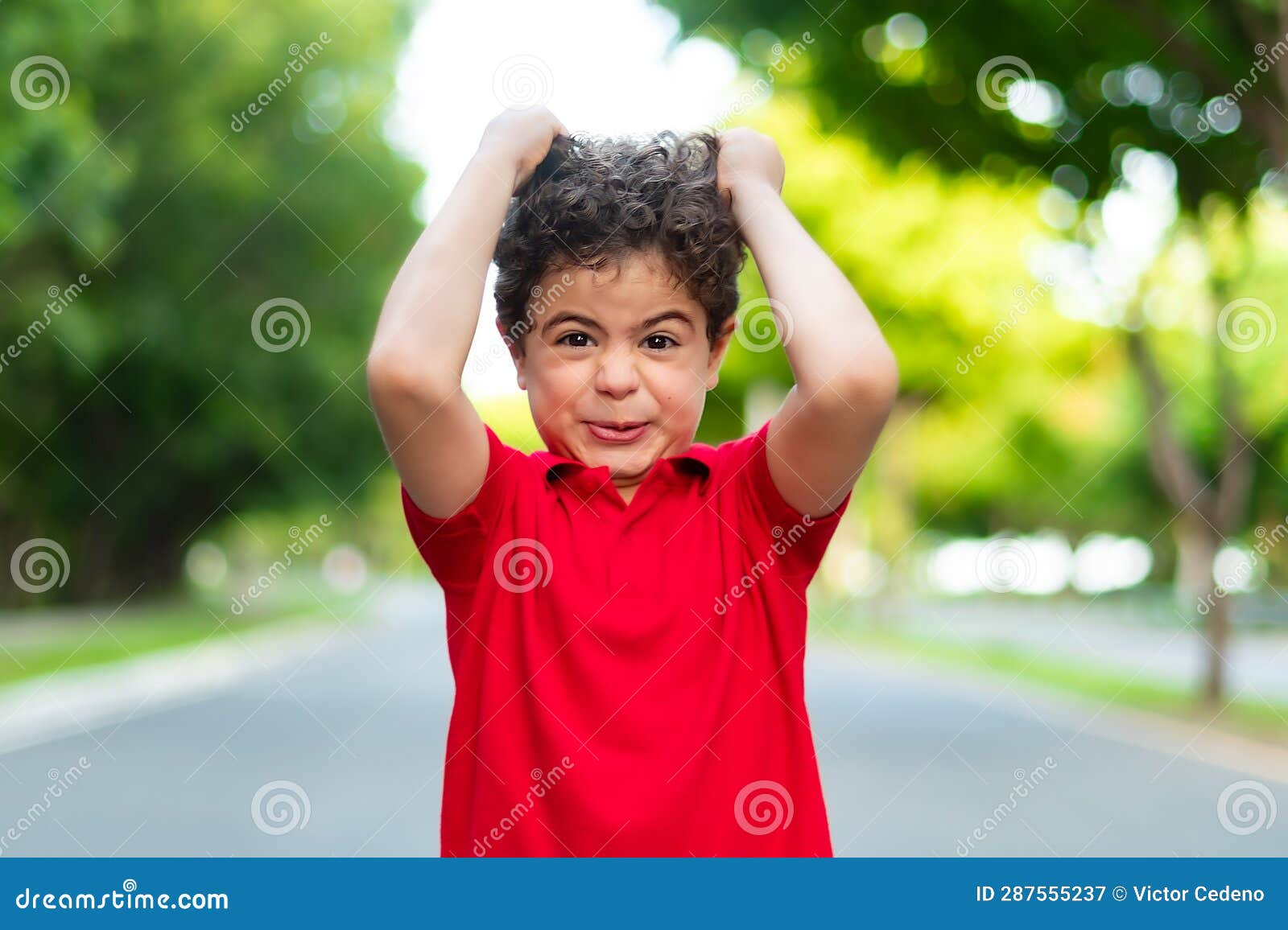 Angry Boy Pulling His Hair Up Stock Image - Image of emotional, facial ...