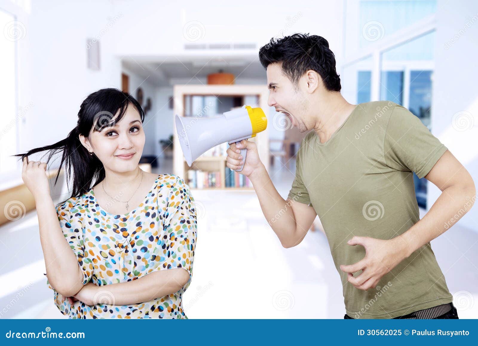Angry Boyfriend at Ignorant Girlfriend Stock Image - Image of furious ...