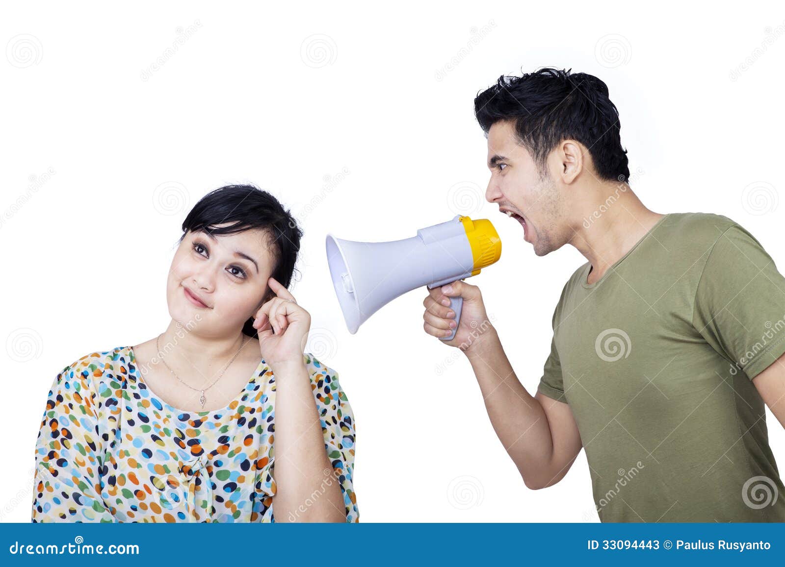 Angry Boyfriend Using Speaker - Isolated Stock Image - Image of ...