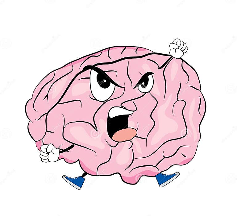 Angry brain cartoon stock illustration. Illustration of brains - 47922097
