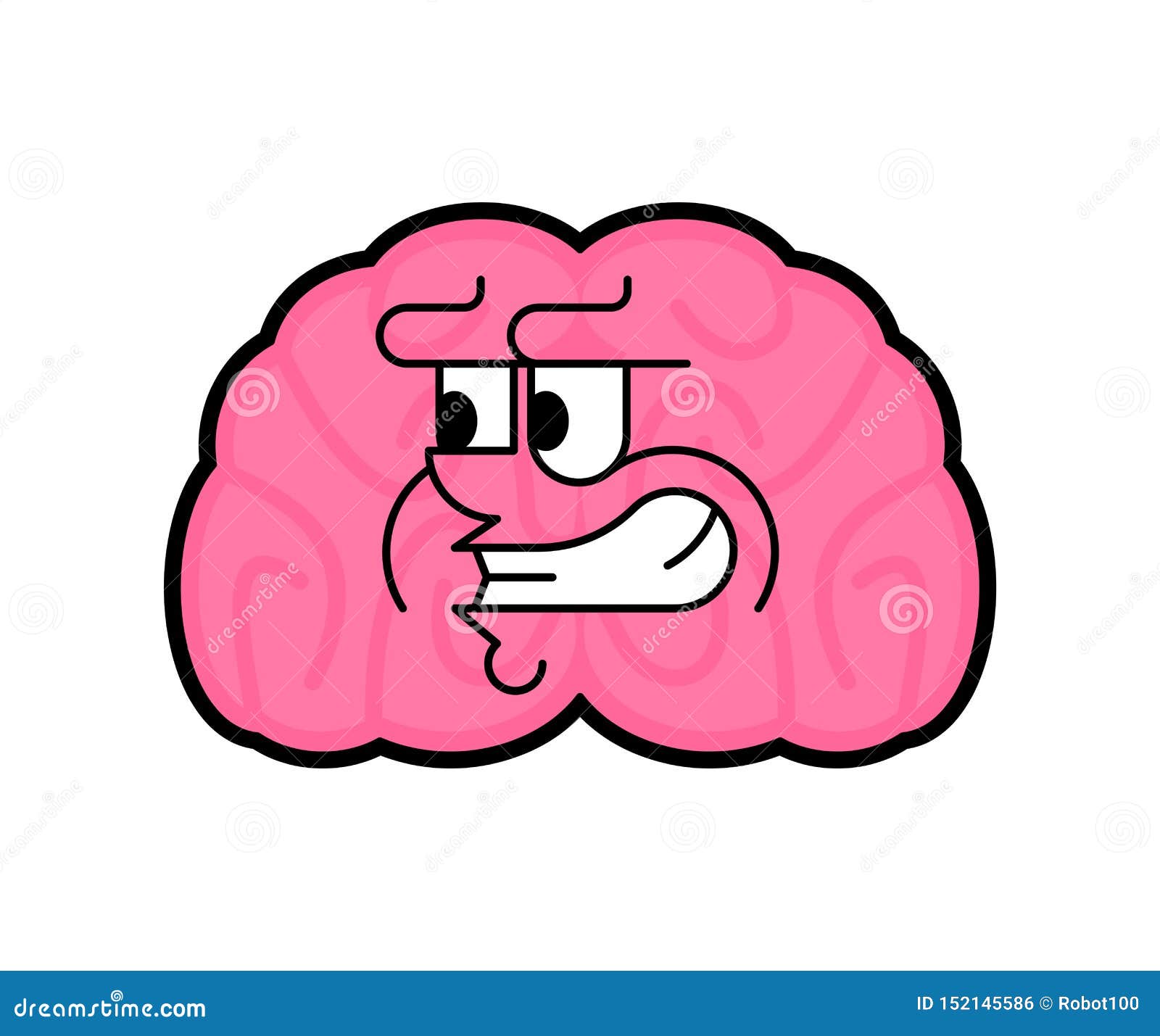 Angry Brain. Evil Internal Organ Isolated. Terrible Anatomy Vector ...