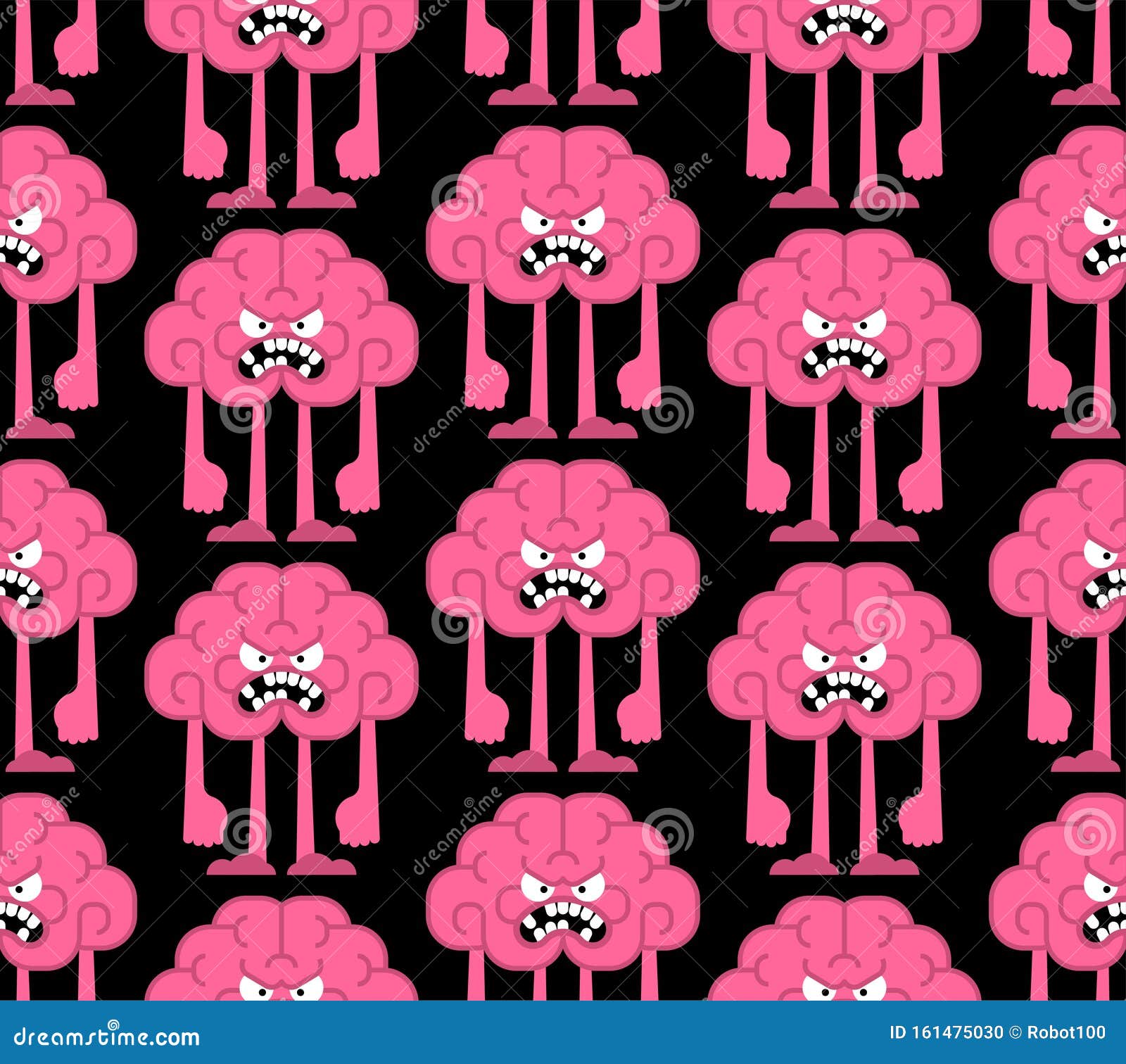 Angry Brain. Evil Internal Organ Isolated. Terrible Anatomy Vector ...