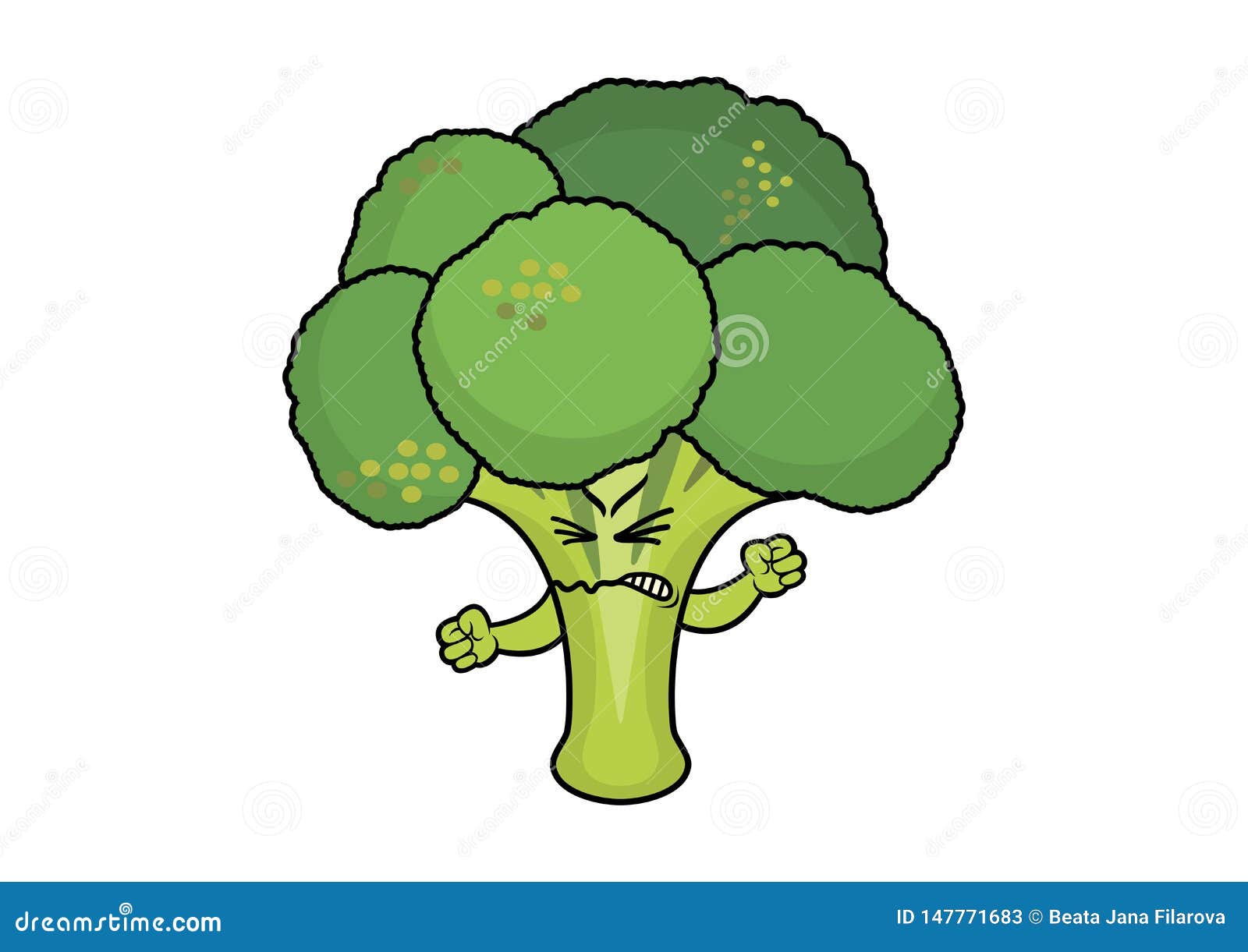 Angry Broccoli Cartoon Character Stock Vector - Illustration of face ...