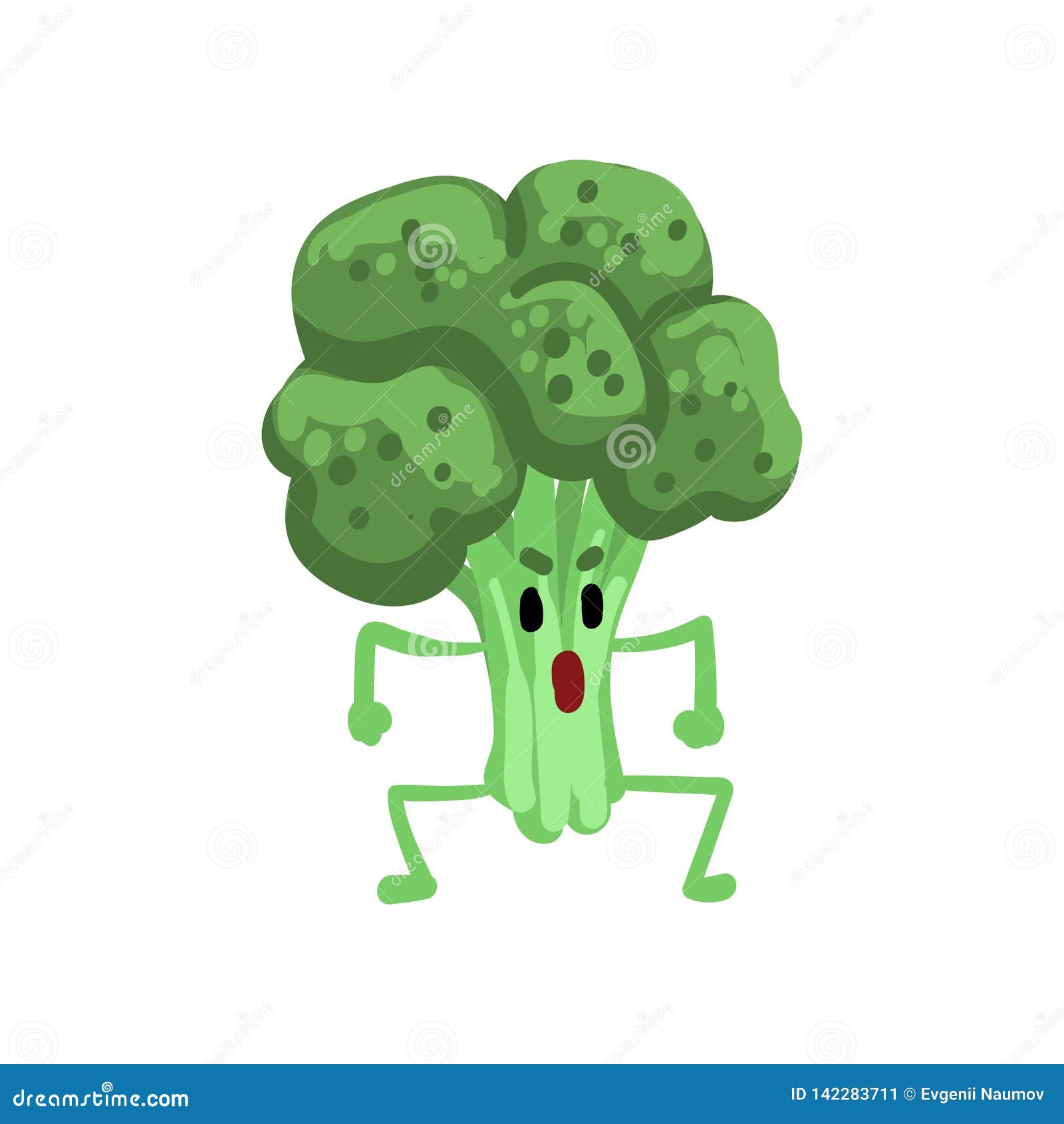 Angry Broccoli Vegetable Character with Funny Face Vector Illustration ...