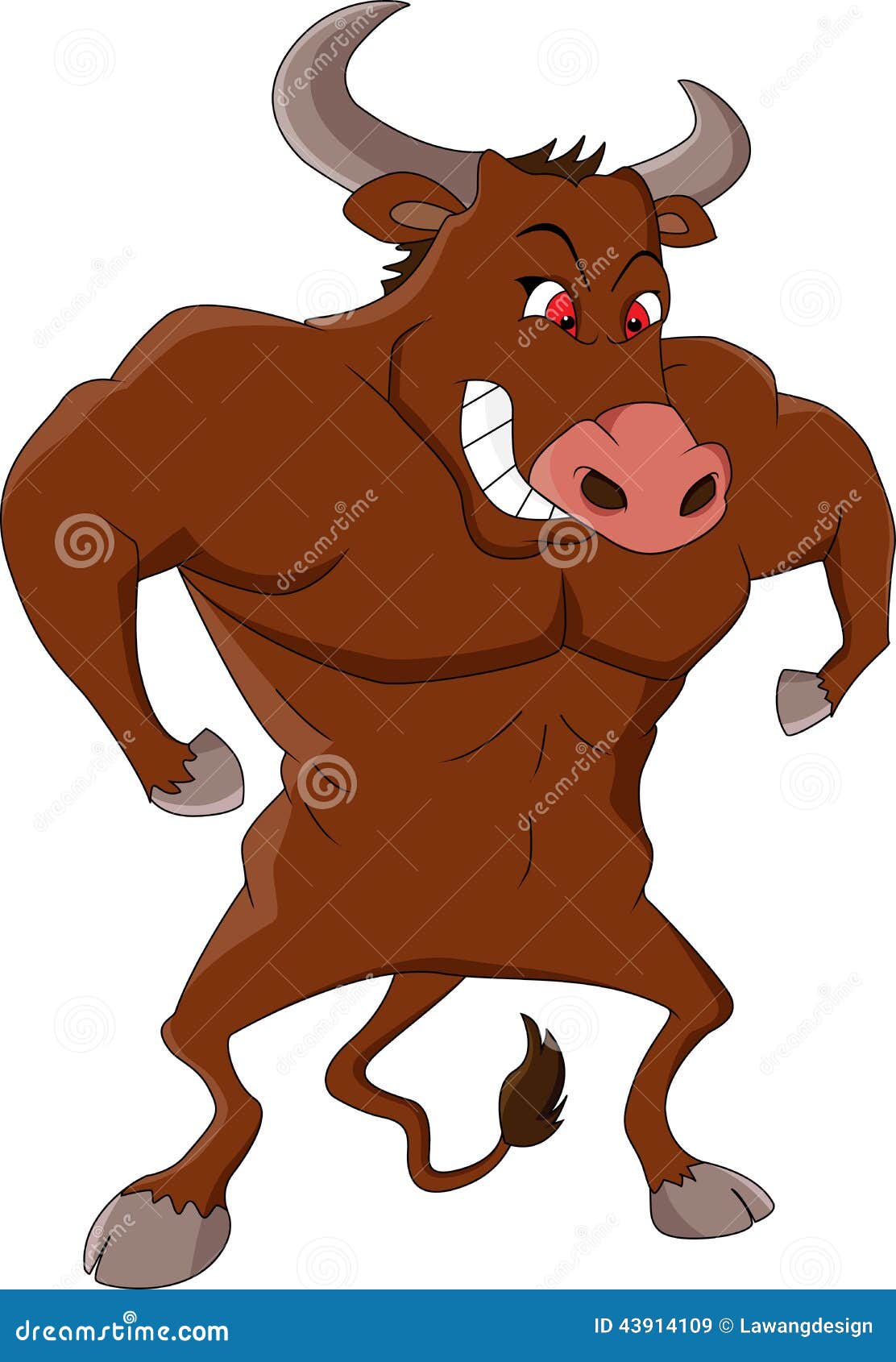 Angry brown bull cartoon stock vector. Illustration of bull - 43914109