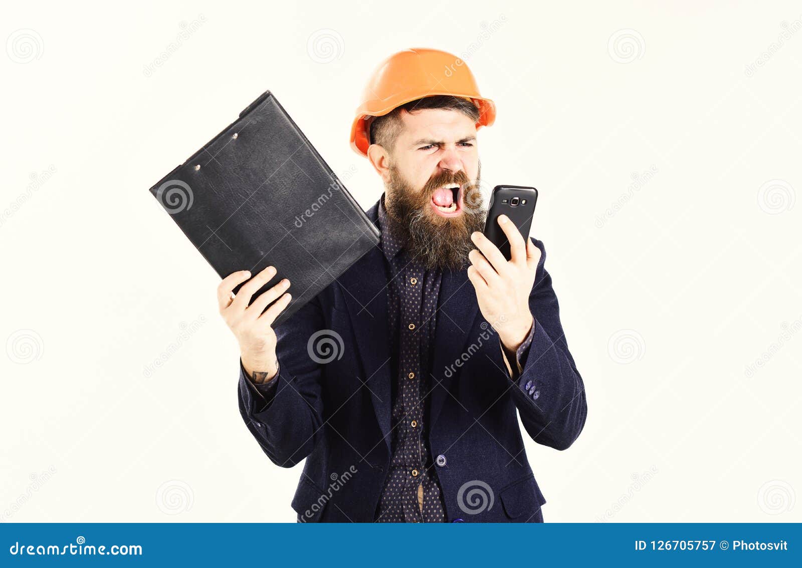 Angry Builder or Constructor Yelling at Somebody Stock Image - Image of ...