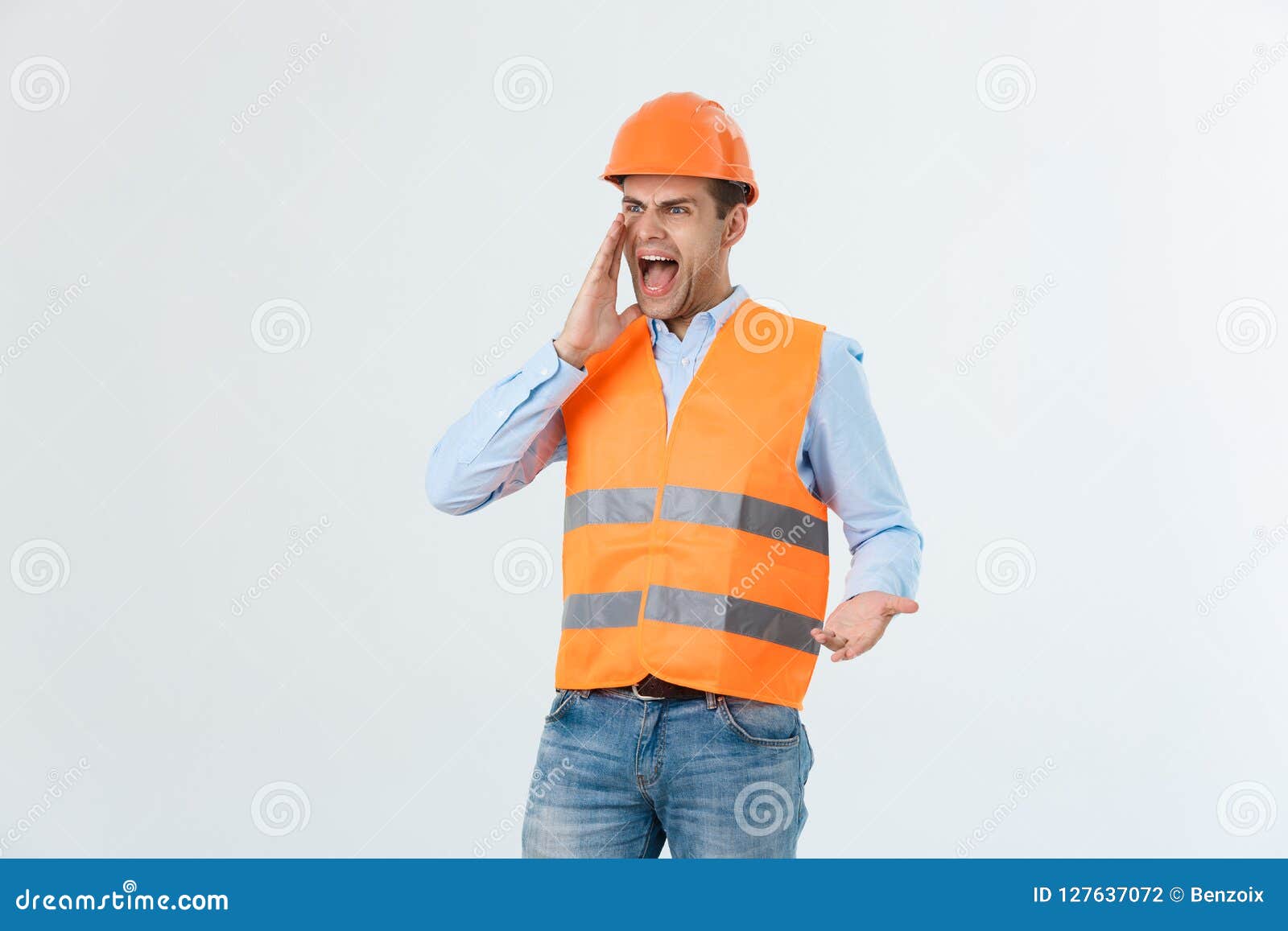Angry Builder or Constructor Yelling at Somebody As Fury Concept ...
