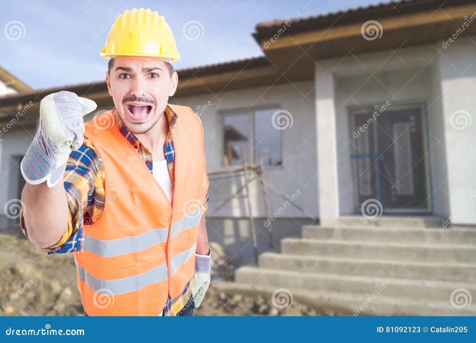 Angry Builder Screaming at Somebody Stock Image - Image of estate ...