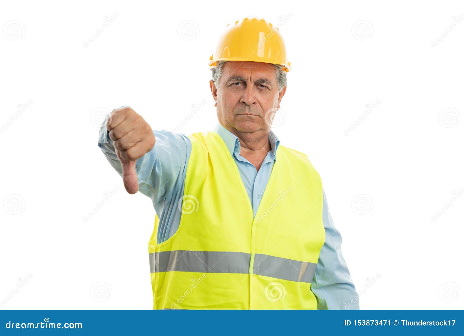 Angry Builder Showing Thumb Down Stock Image - Image of hate, safety ...