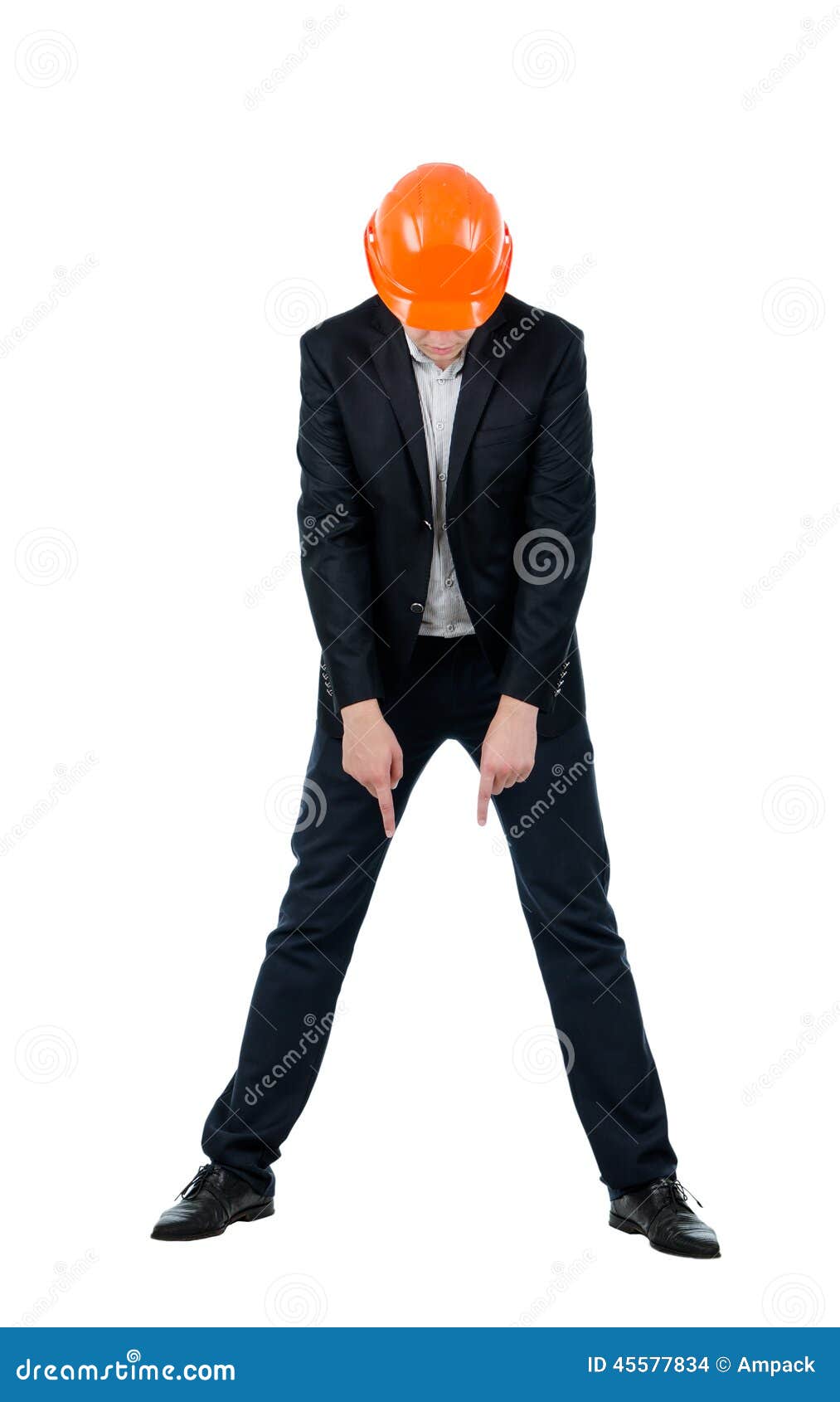 Angry Building Inspector Pointing at the Floor Stock Photo - Image of ...