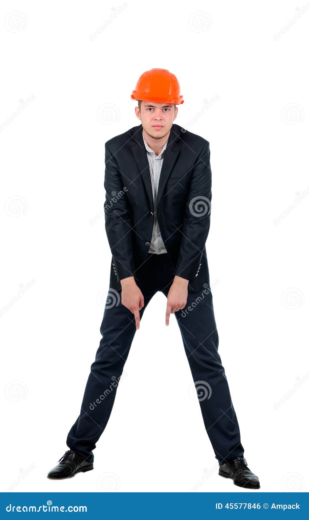 Angry Building Inspector Pointing at the Floor Stock Photo - Image of ...