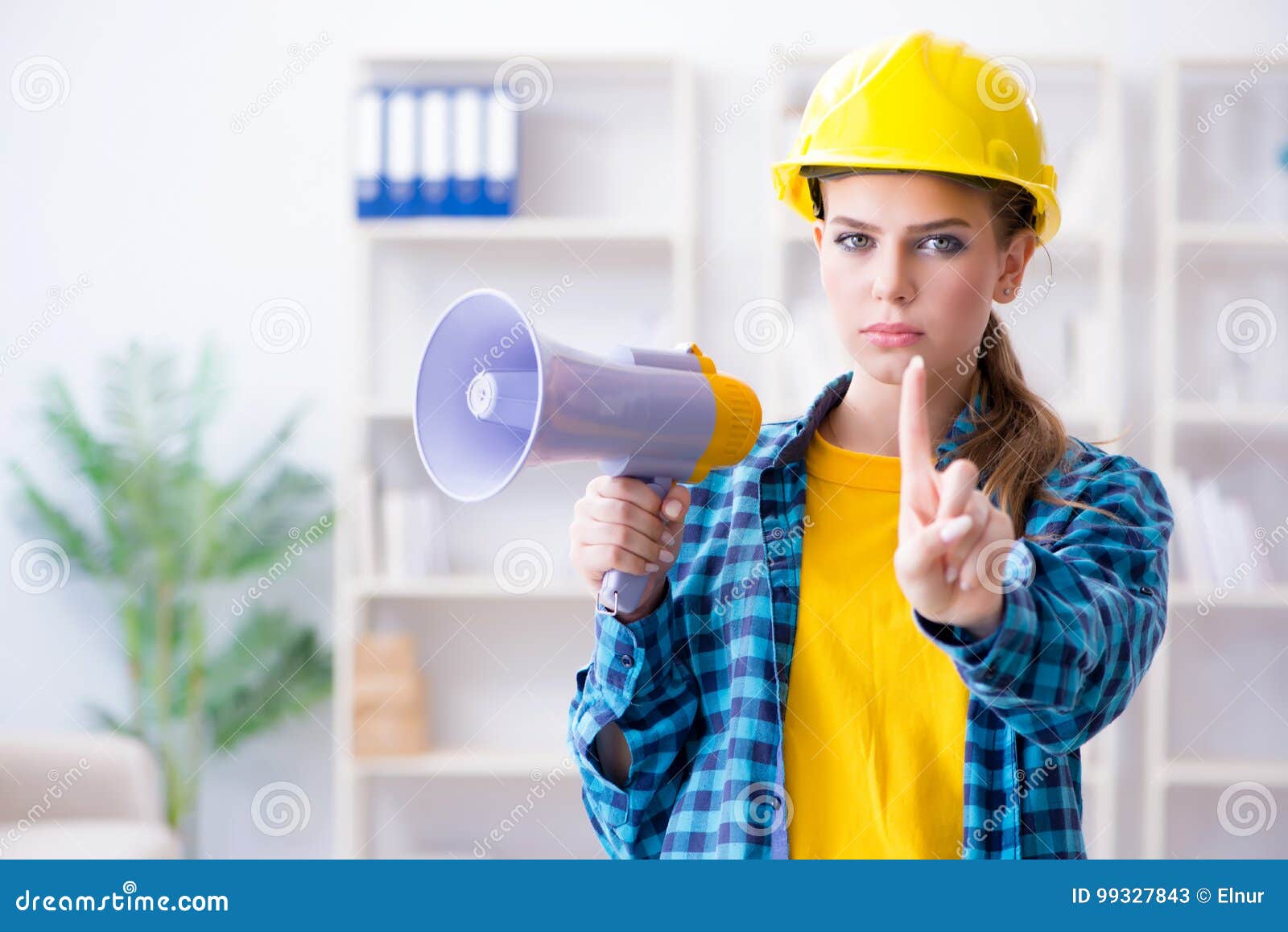 The Angry Building Supervisor with Megaphone Stock Image - Image of ...