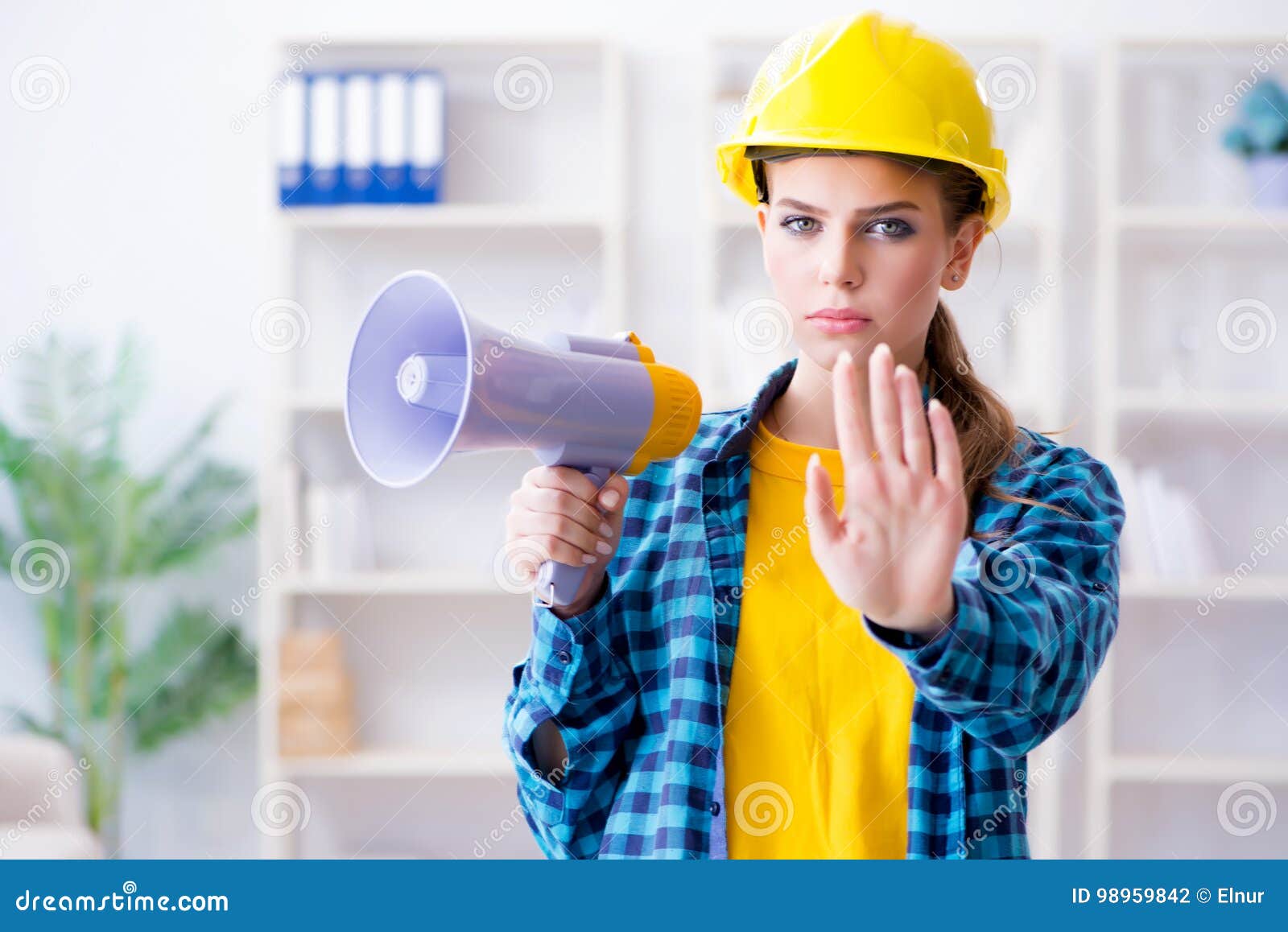 The Angry Building Supervisor with Megaphone Stock Photo - Image of ...